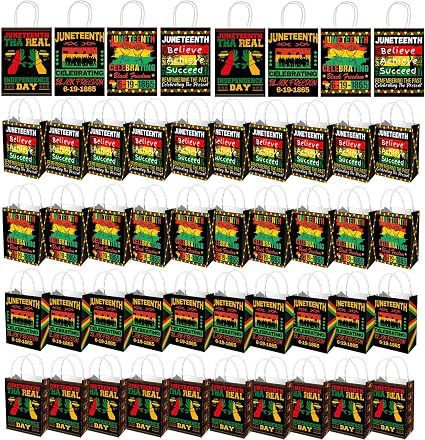 Amazon.com: Demonwer 48 Pcs Happy Juneteenth Gift Bags Black History ...