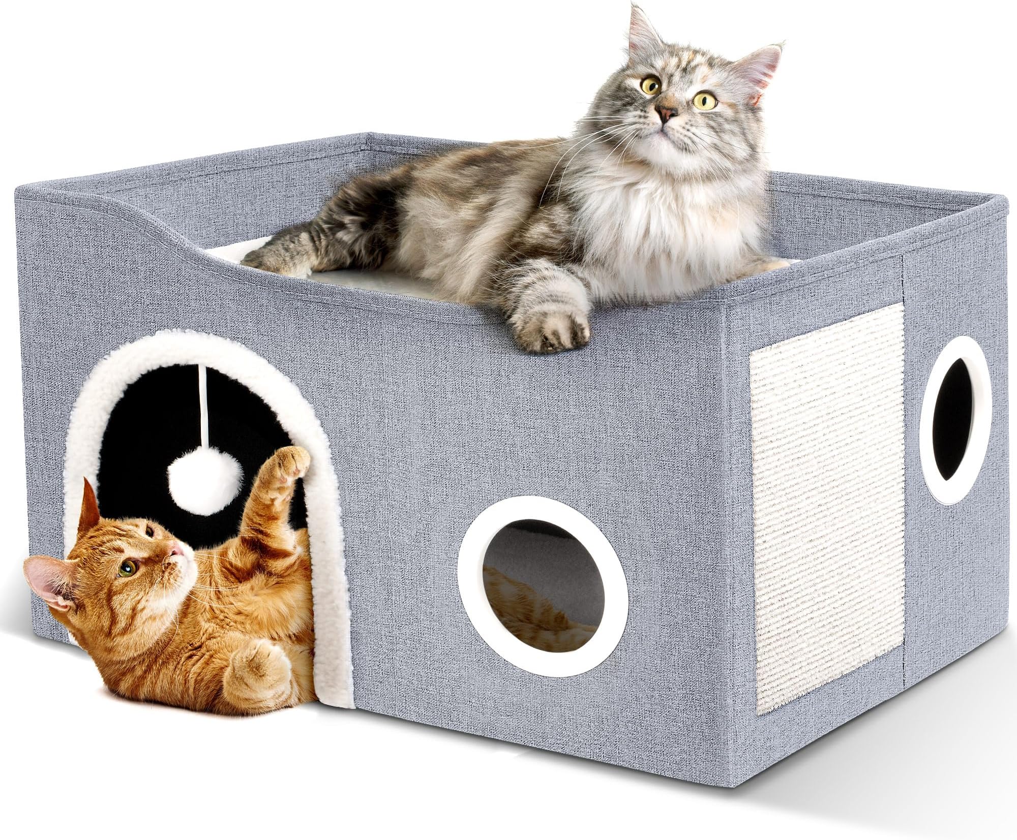 Heeyoo Cat House for Indoor Cats - Large Cat Bed Cave with Fluffy Ball ...