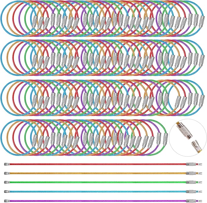 Amazon.com: Quafochi 100PCS 5.9" Wire Keychain Cable Set – 5 Colors ...