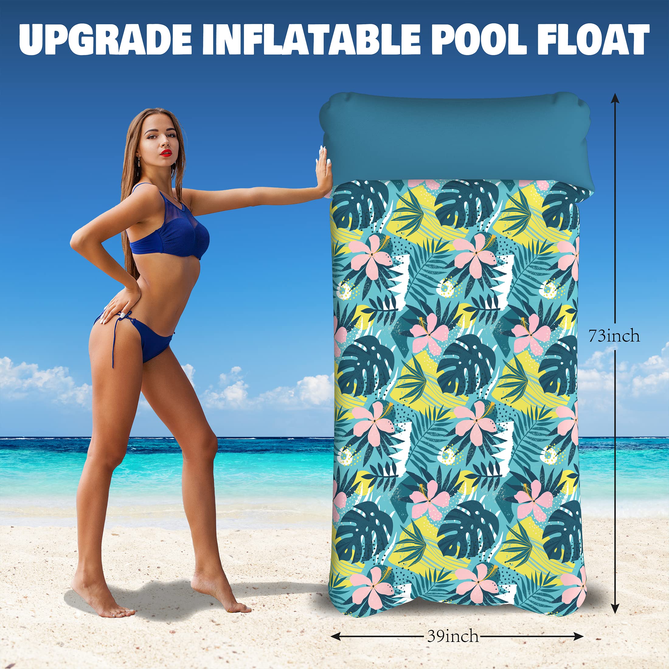 Snapklik.com : Oversized Pool Float Lounge Fabric-Covered 73" X 39", Inflatable Tanning Pool ...