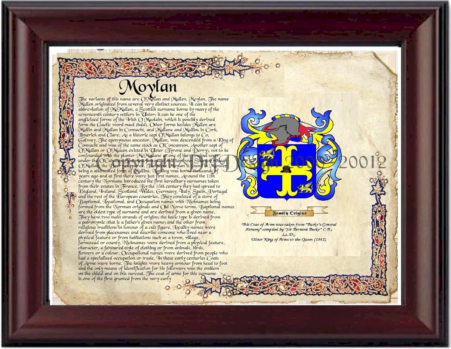 Amazon.com: DRFdesign Moylan Coat of Arms/Family Crest on Fine Paper ...