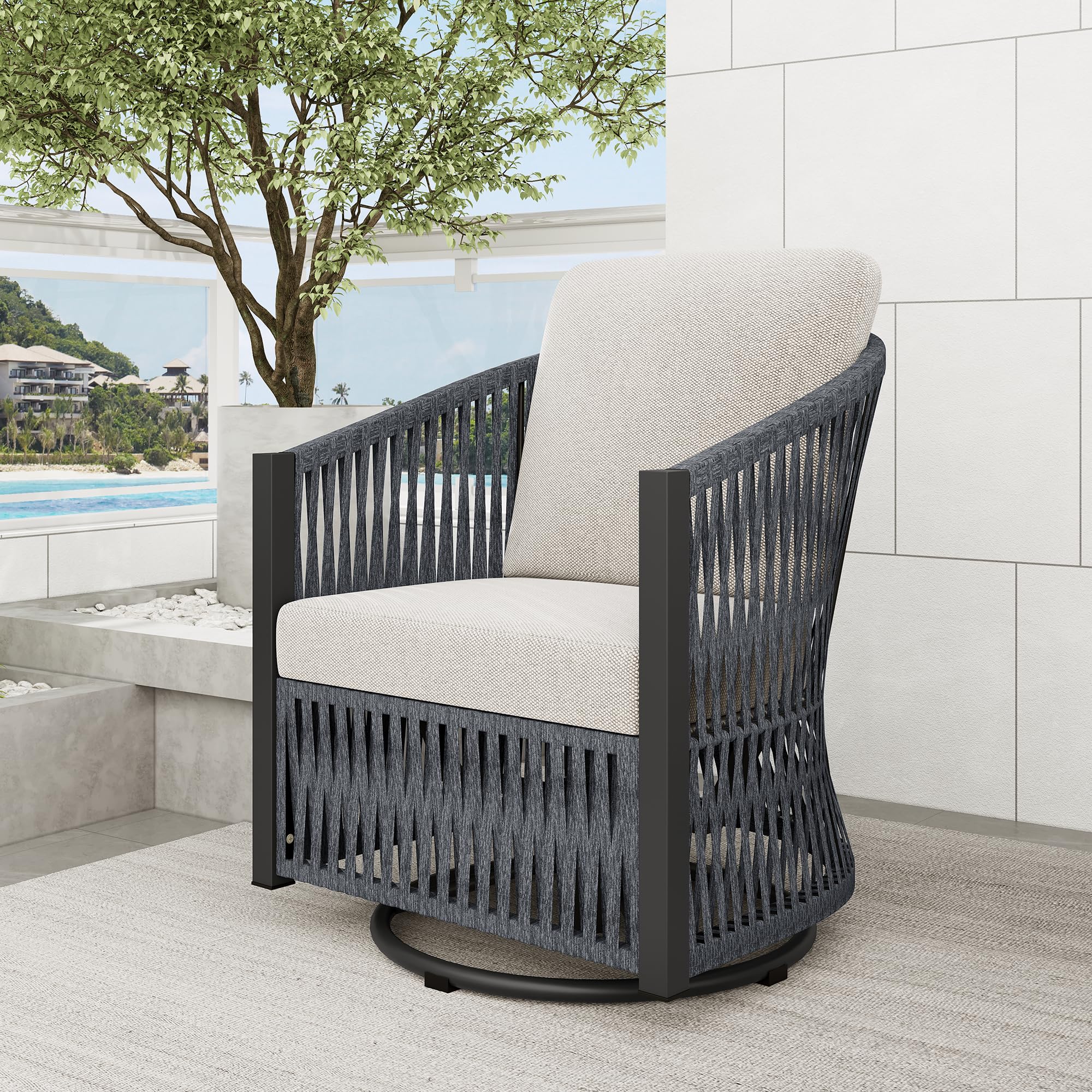 Amazon.com: Yechen Outdoor Swivel Rocking Chair - High Back Patio ...