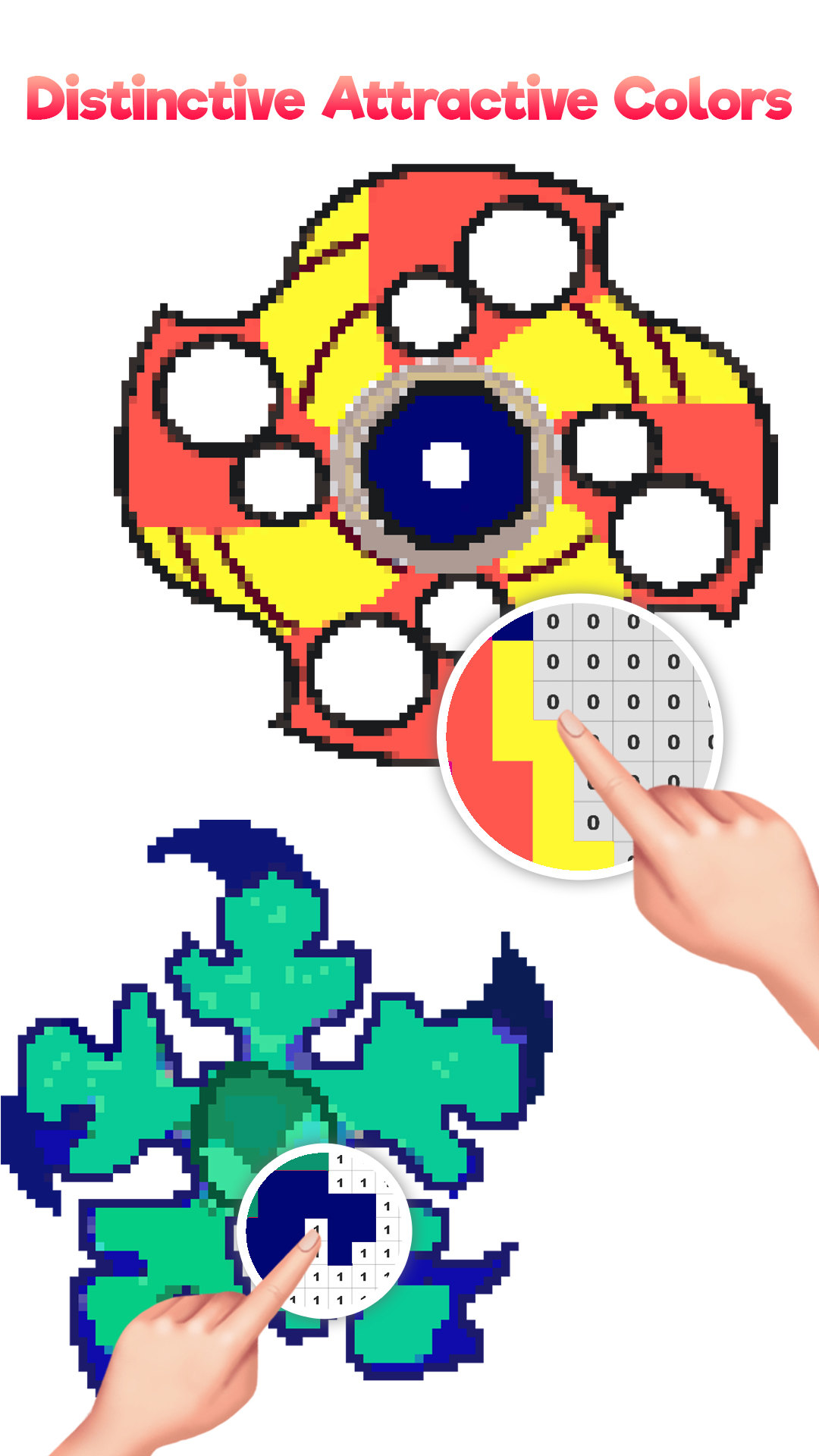 Fidget Spinner Pixel Art Color By Number Game- Paint By Number Coloring ...