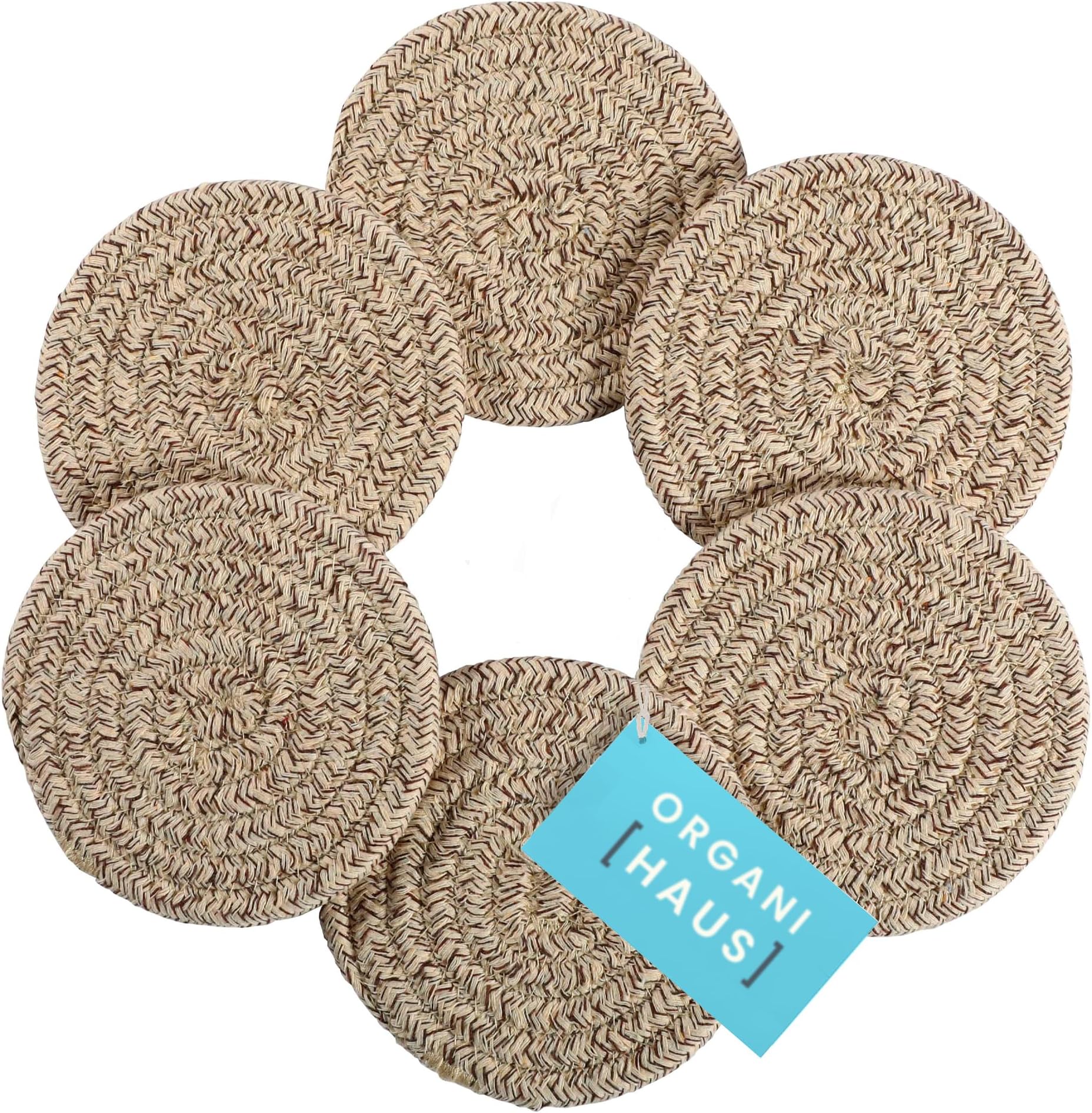 Amazon.com | Two's Company Full Circle Jute Rope Coasters, Set of 4, 4. ...