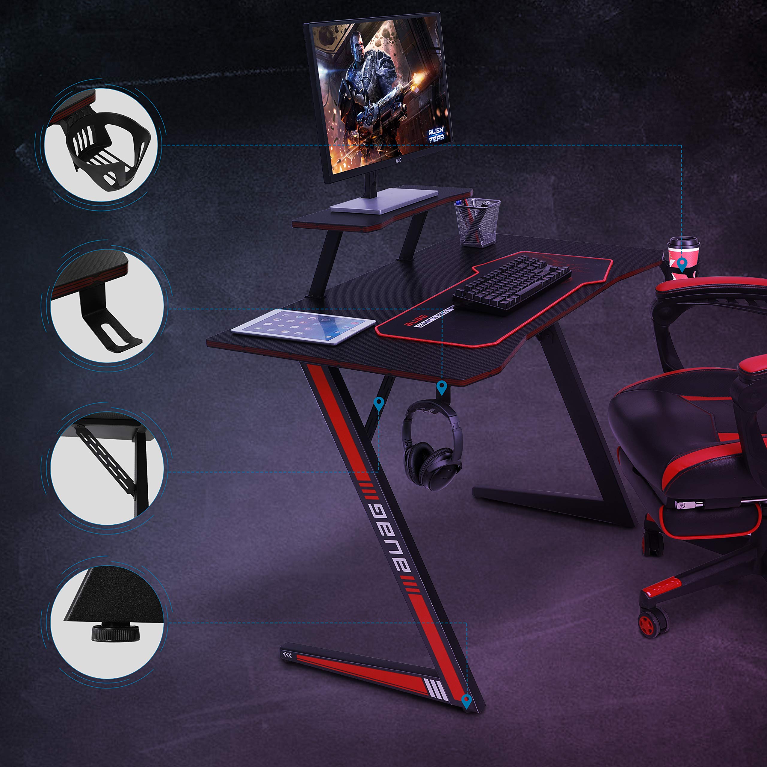 Auag 44 Inch Gaming Desk With Monitor Stand Racing Style | Desertcart INDIA