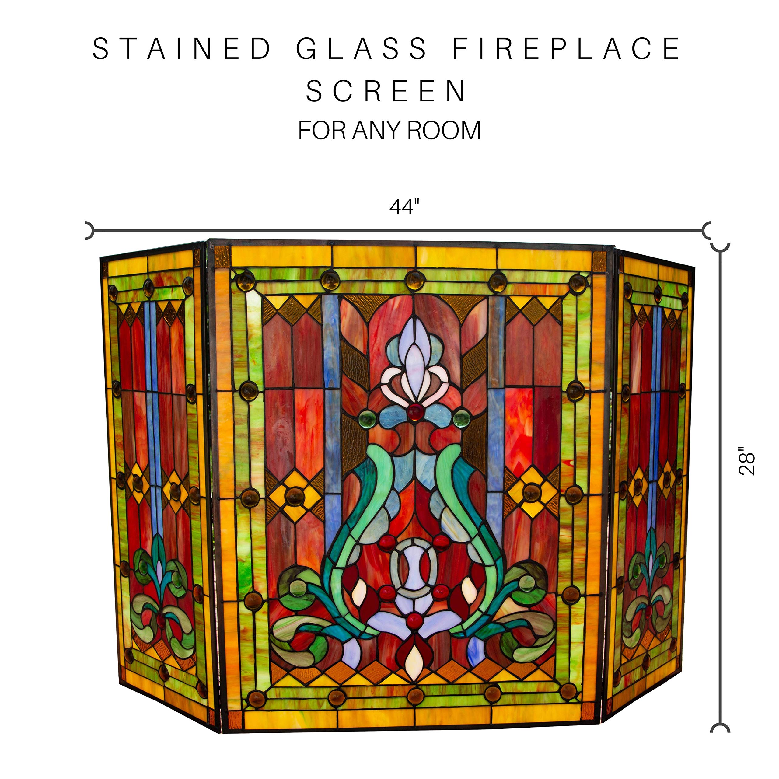 Chloe 44x35 Eden, Tiffany-Style 3pcs Folding Fireplace Screen- Buy ...