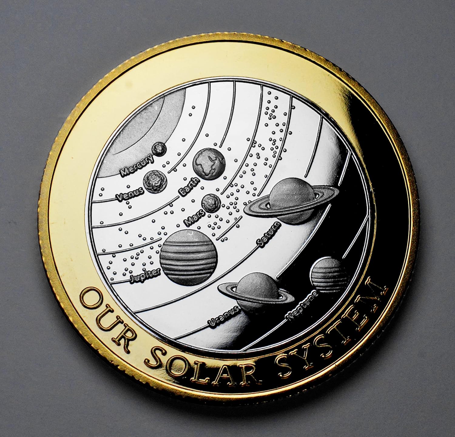 The Commemorative Coin Company OUR SOLAR SYSTEM Dual Metal 24ct Gold ...