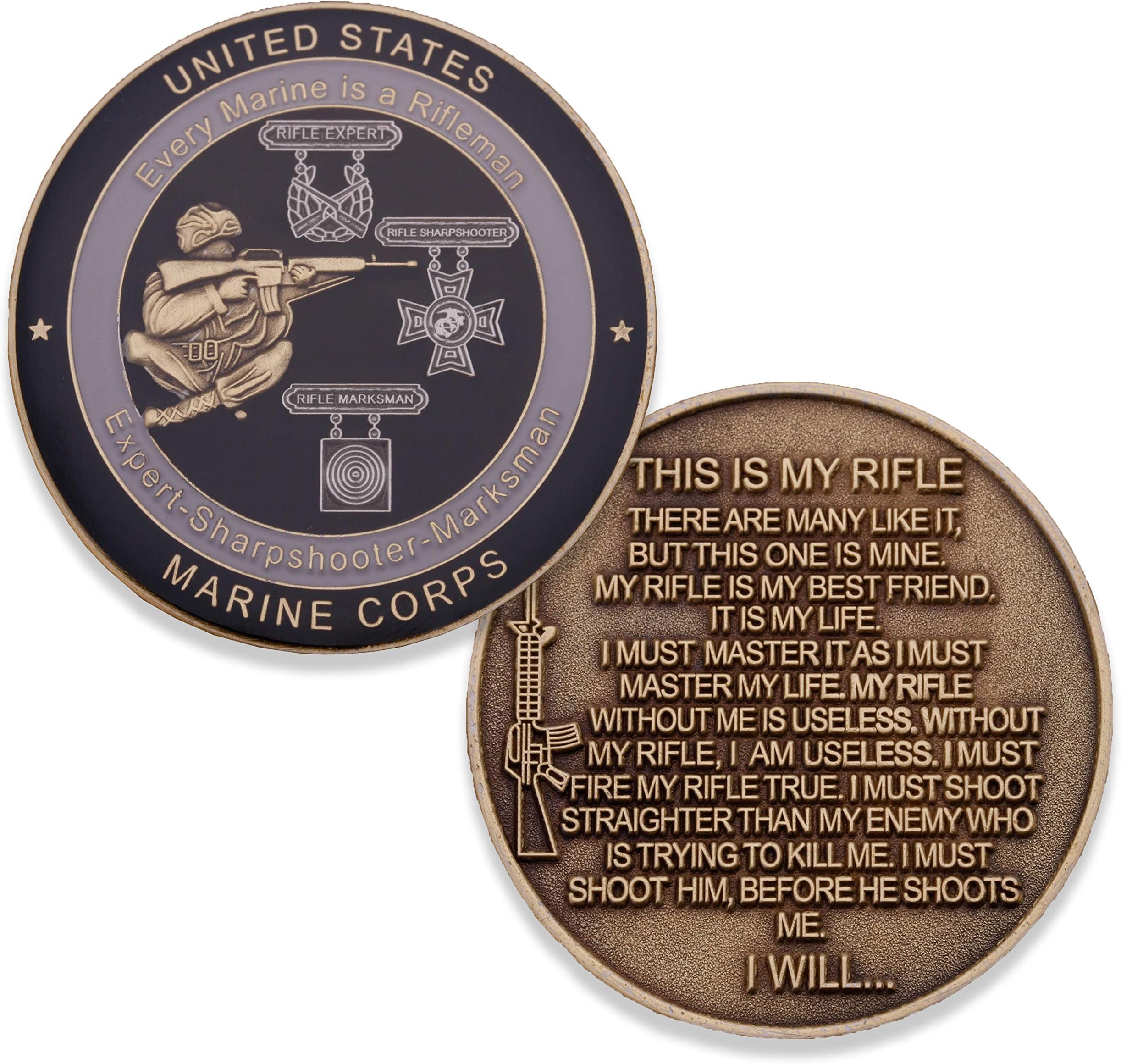 Amazon.com: Marine Corps Rifleman Creed Challenge Coin - USMC Military ...