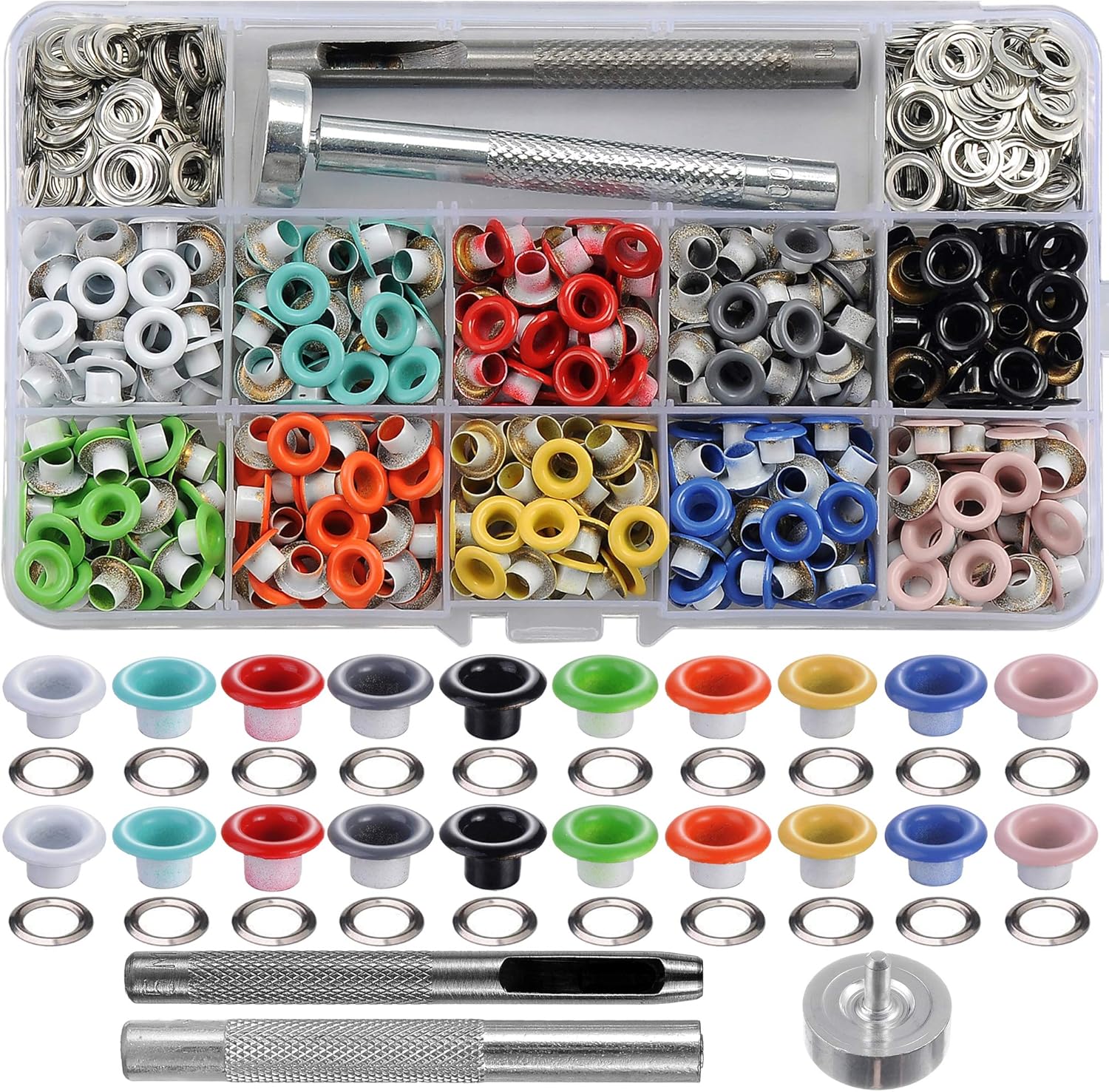 Amazon.com: YORANYO 400 Sets 3/16 Inch Grommet Mixed Colors Eyelets Kit ...