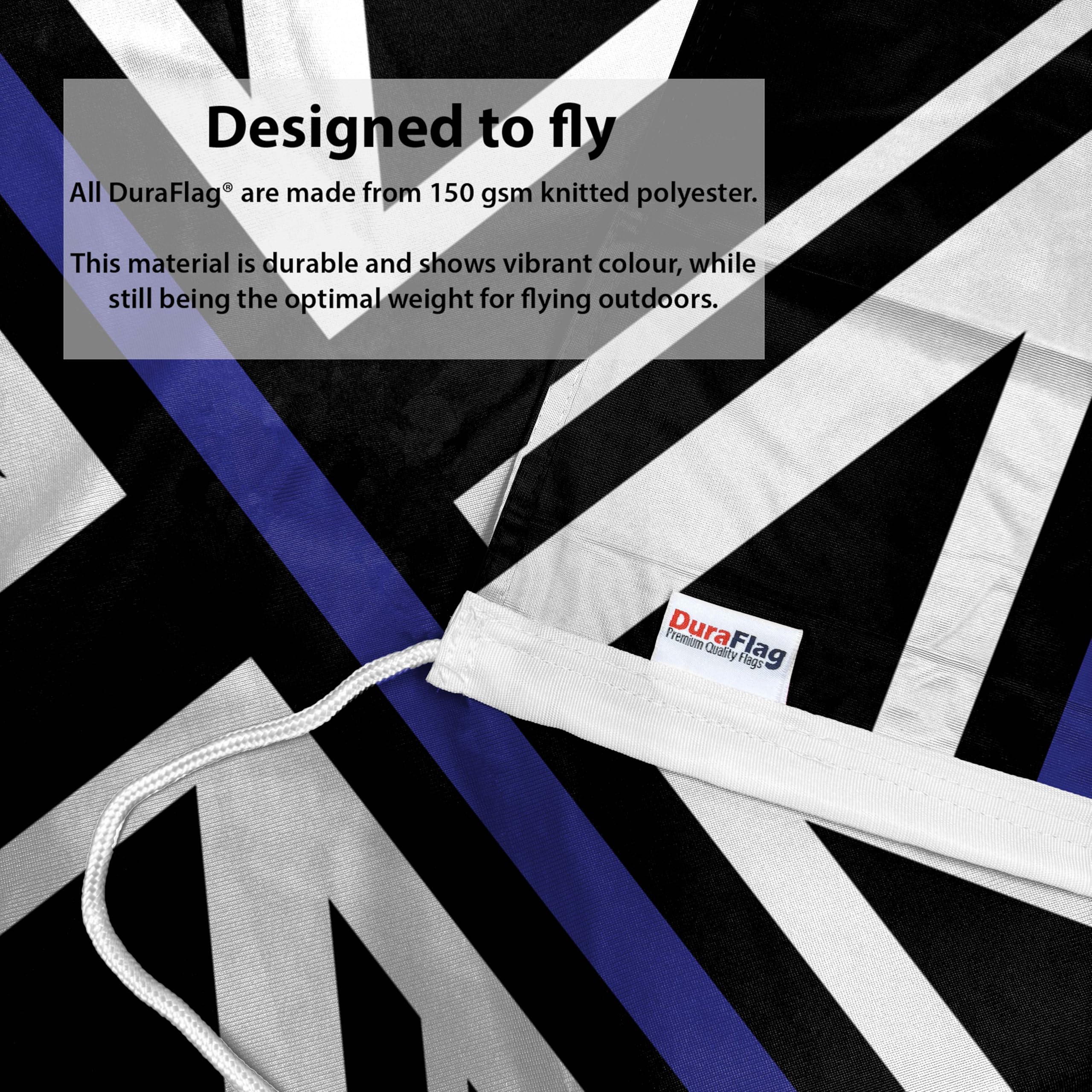 Union Jack Thin Blue Line DuraFlag Rope and Toggled 5ft x 3ft Premium Quality Flag 150cm x 90cm ...