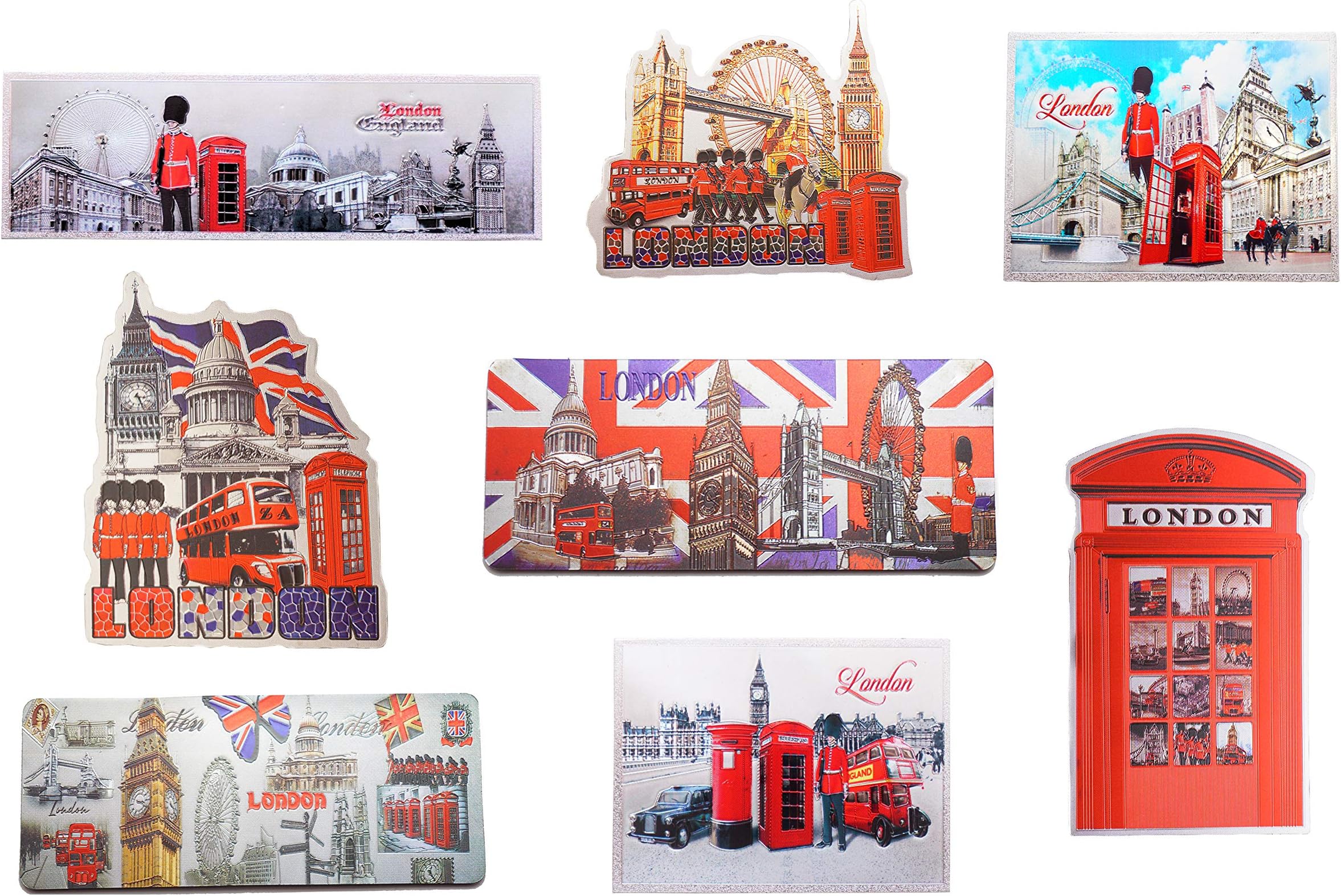 Set of 10 London England Famous Icons Acrylic Foil Fridge Magnets ...