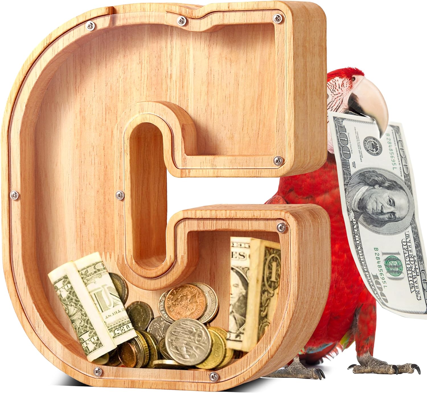 Amazon.com: UBeesize Large Letter Piggy Bank for Kids Boys Girls,Wooden ...