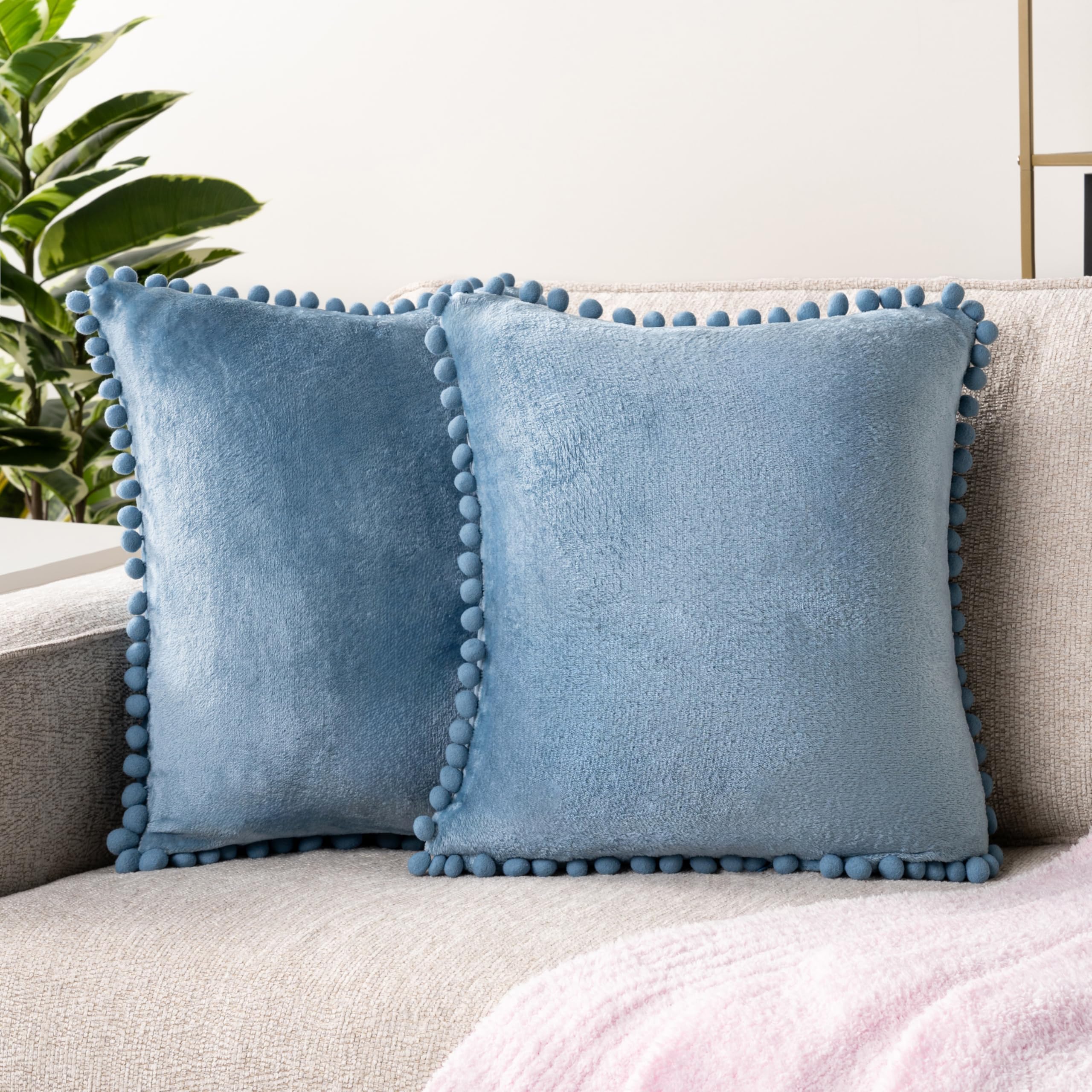 Amazon.com: Fancy Homi Set of 2 Dusty Blue Decorative Throw Pillow ...