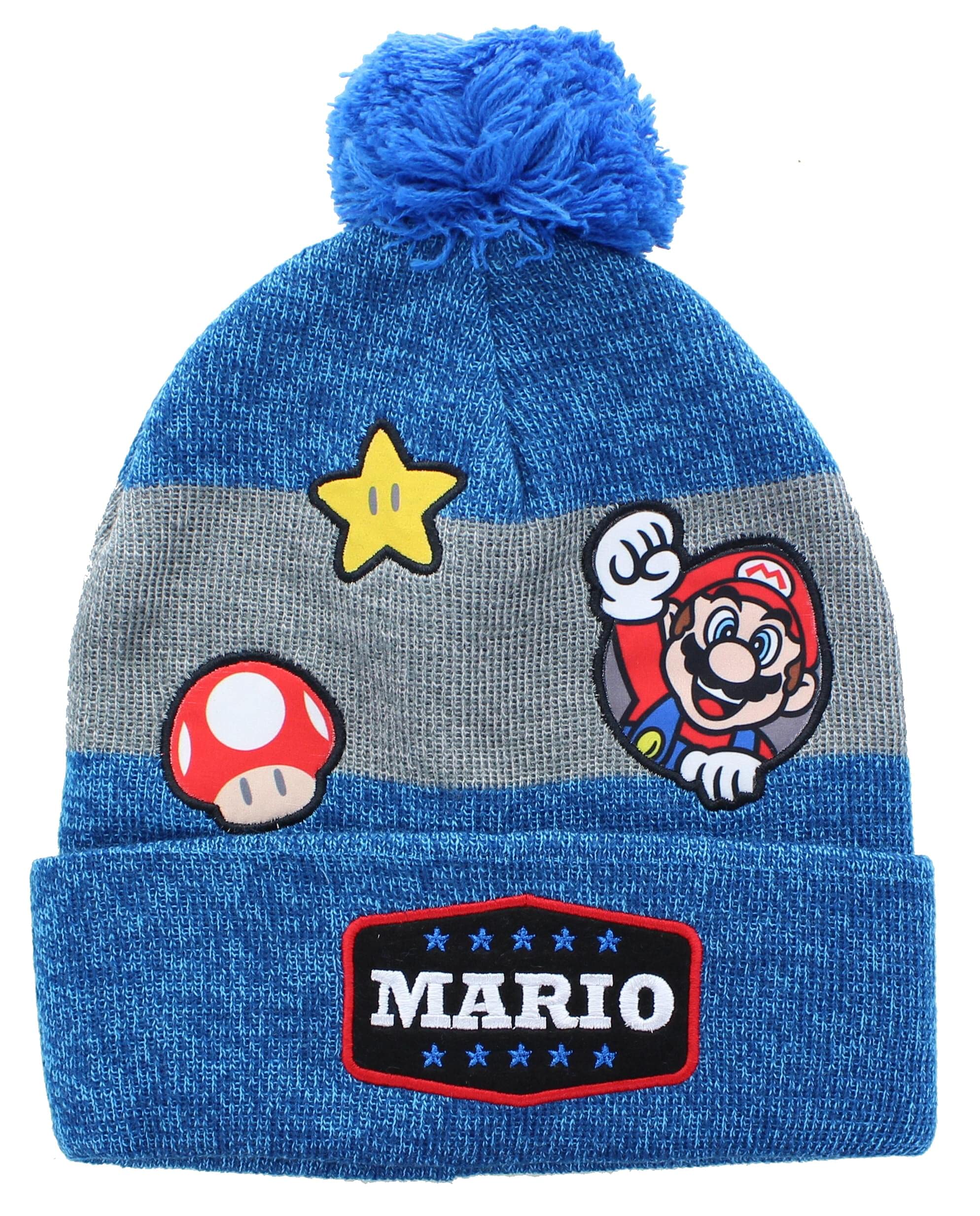 Amazon.com: Super Mario Youth Knit Beanie with Patches: Clothing, Shoes ...