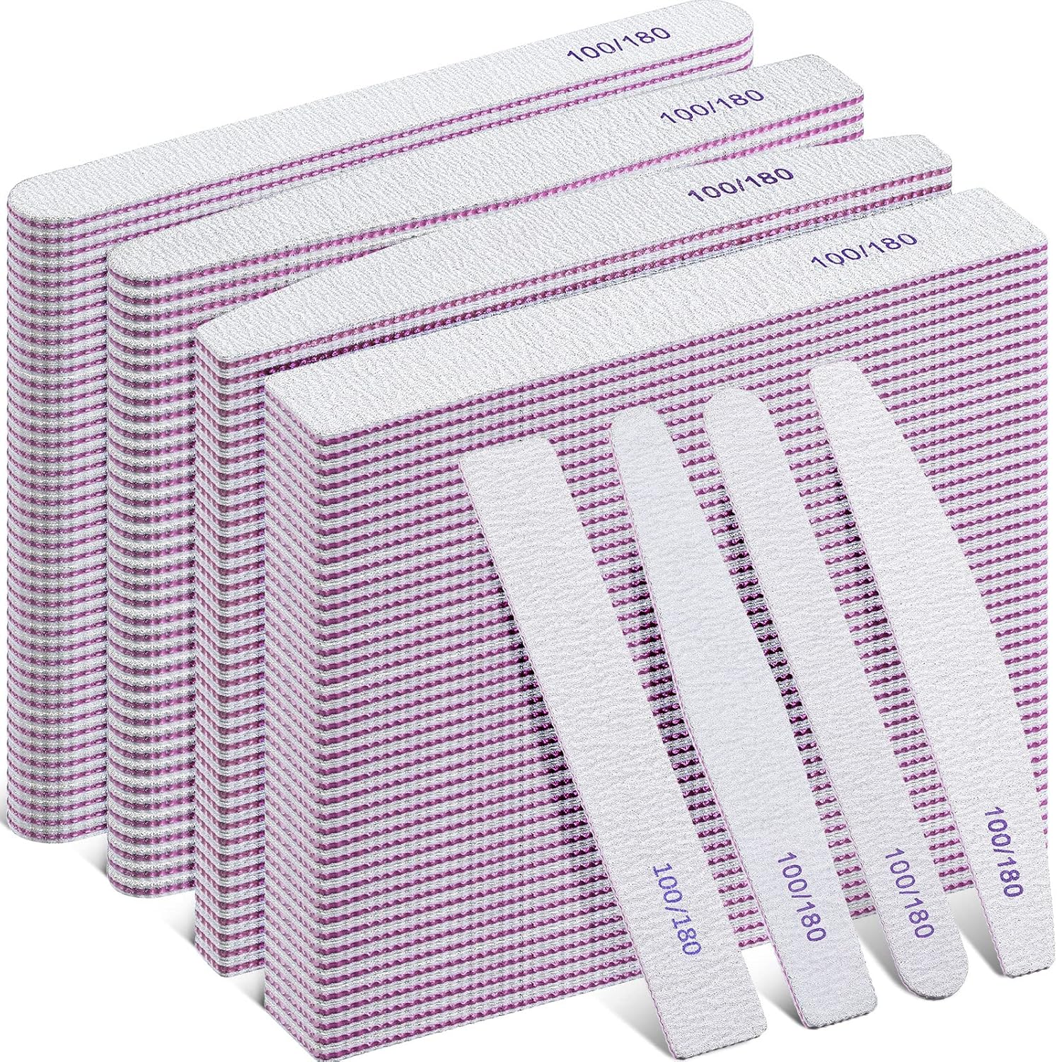 Amazon.com : 200 Pcs Nail Files for Acrylic Nails 100/180 Grit Double ...