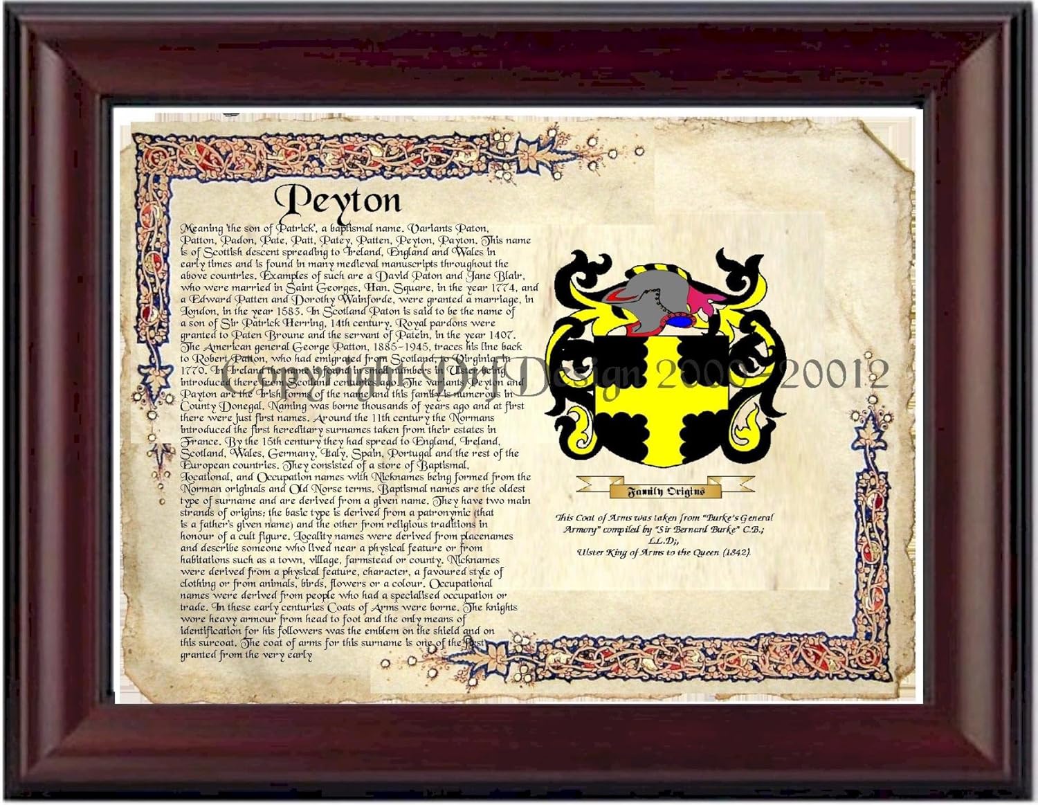 Amazon.com: DRFdesign Peyton Coat of Arms/Family Crest on Fine Paper ...