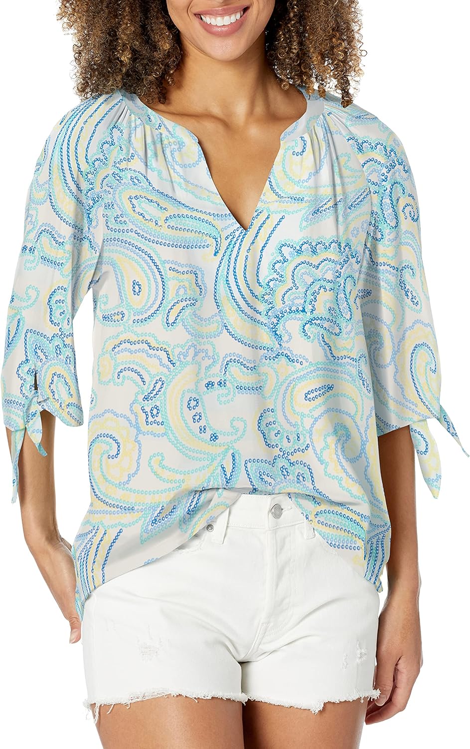 Pappagallo Women's The Eliza TOP, Natural White Multi, XL at Amazon ...