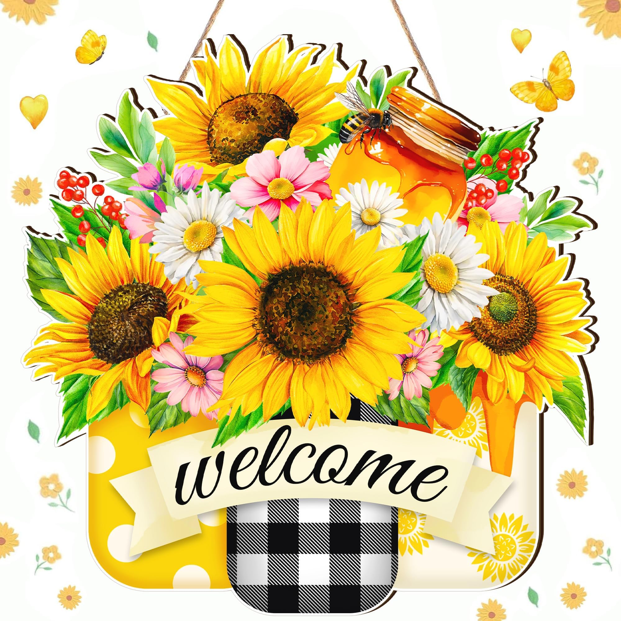 Amazon.com: Barydat Summer Door Sign Hydrangea Flowers Summer Decor ...