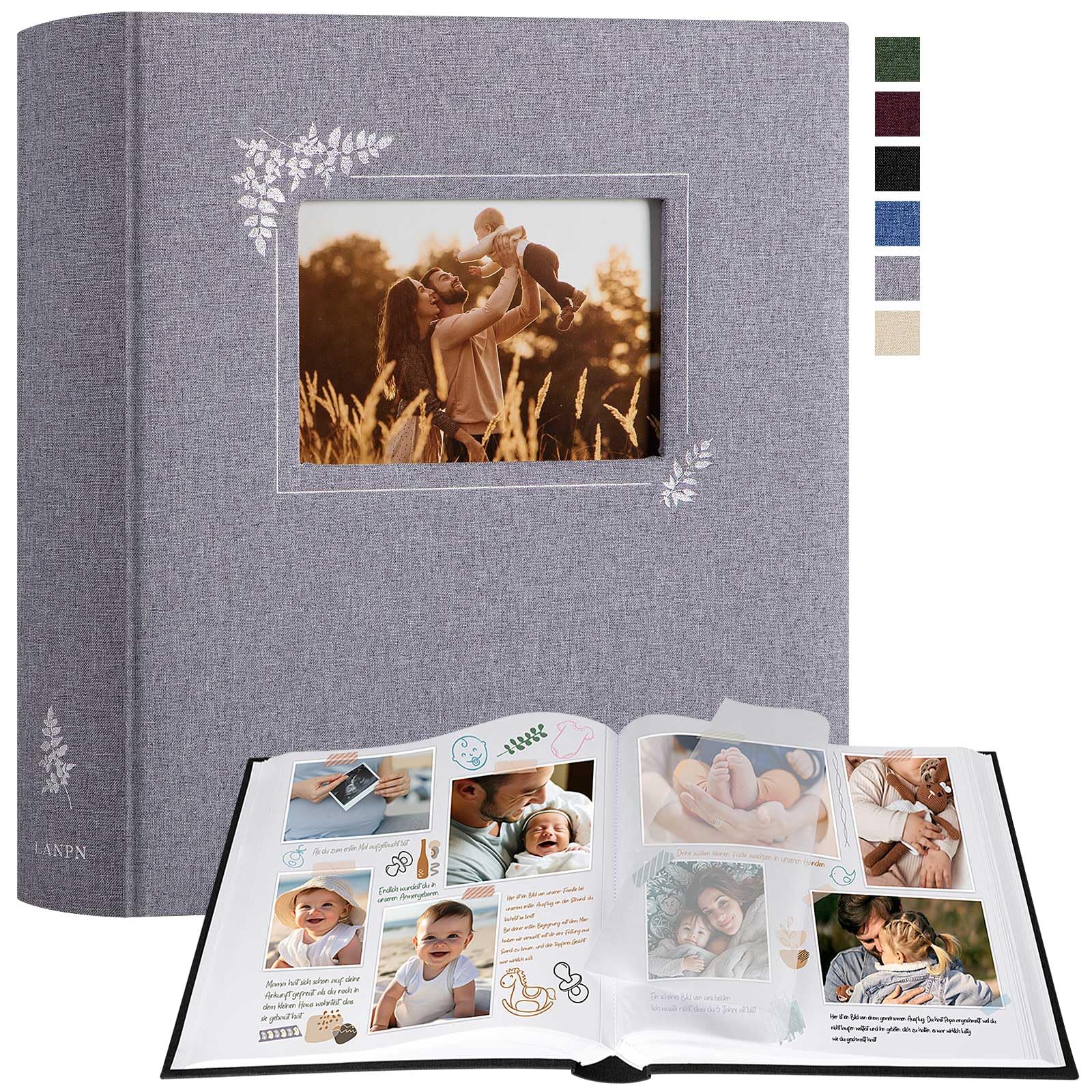 Lanpn Scrapbooking Photo Album, Large Linen Window Design DIY Album 100 ...