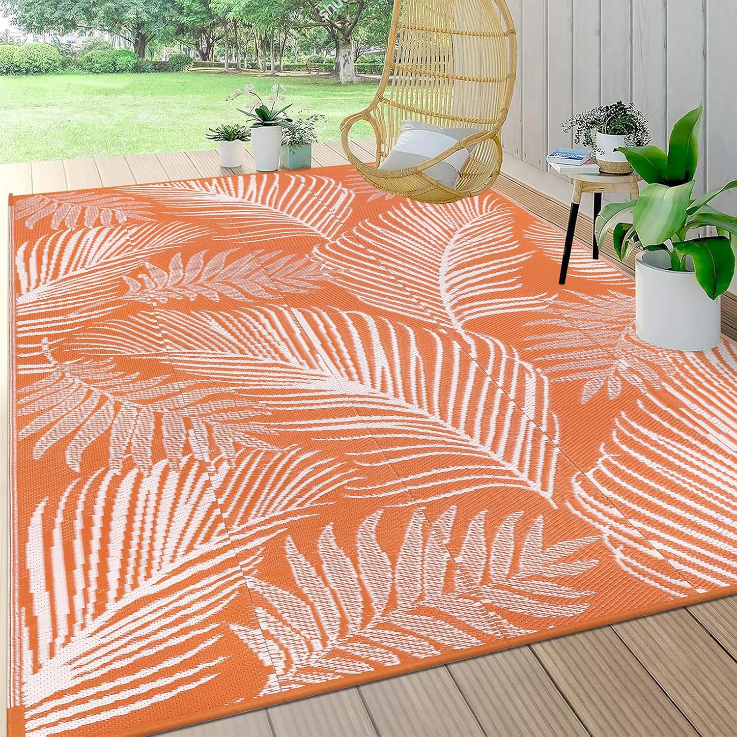 Amazon.com: Pauwer Waterproof Outdoor Rug 6x9, Reversible Plastic Straw ...