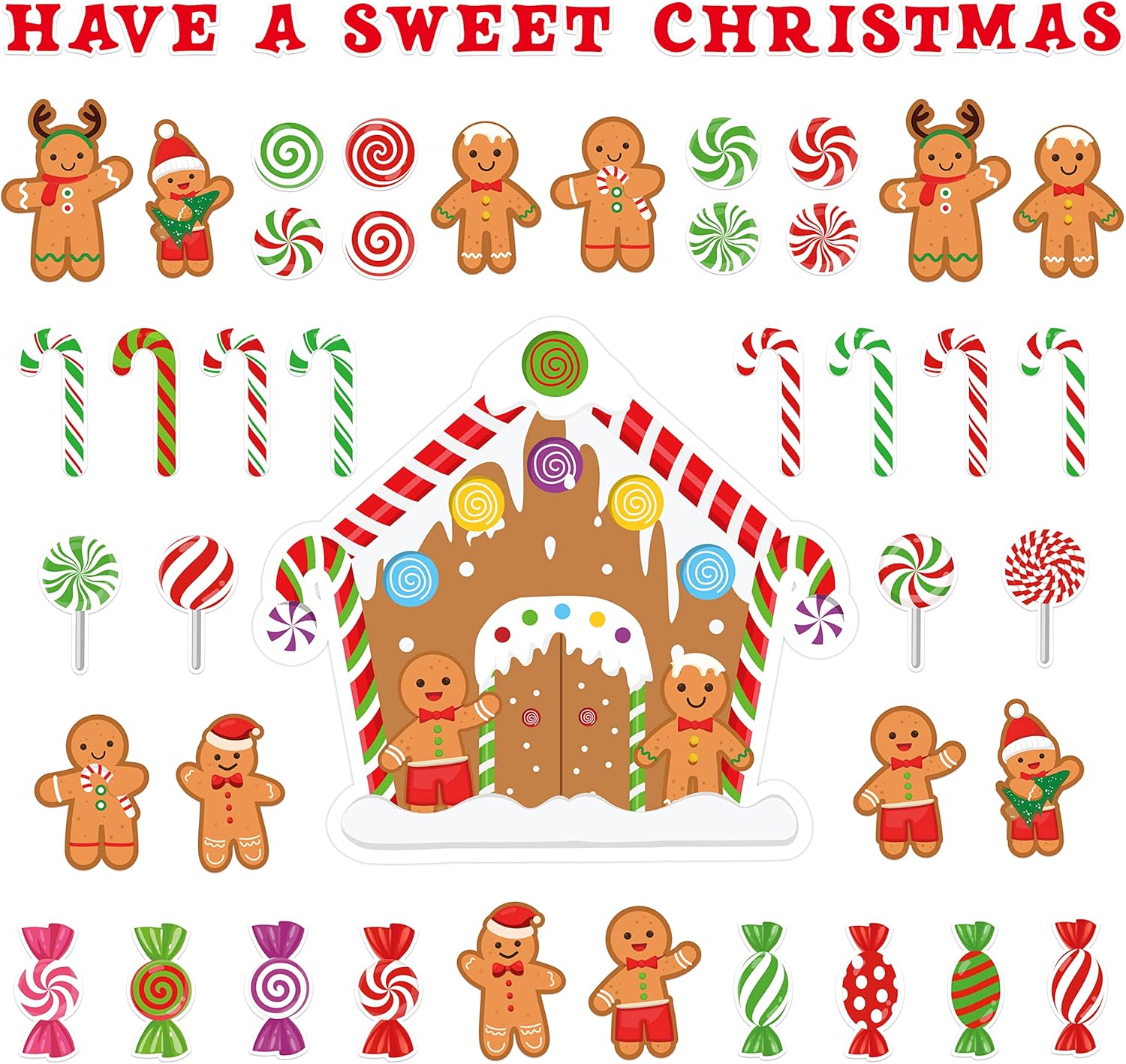 Amazon.com: W1cwey Christmas Candy Gingerbread Decor - 89pcs Christmas ...