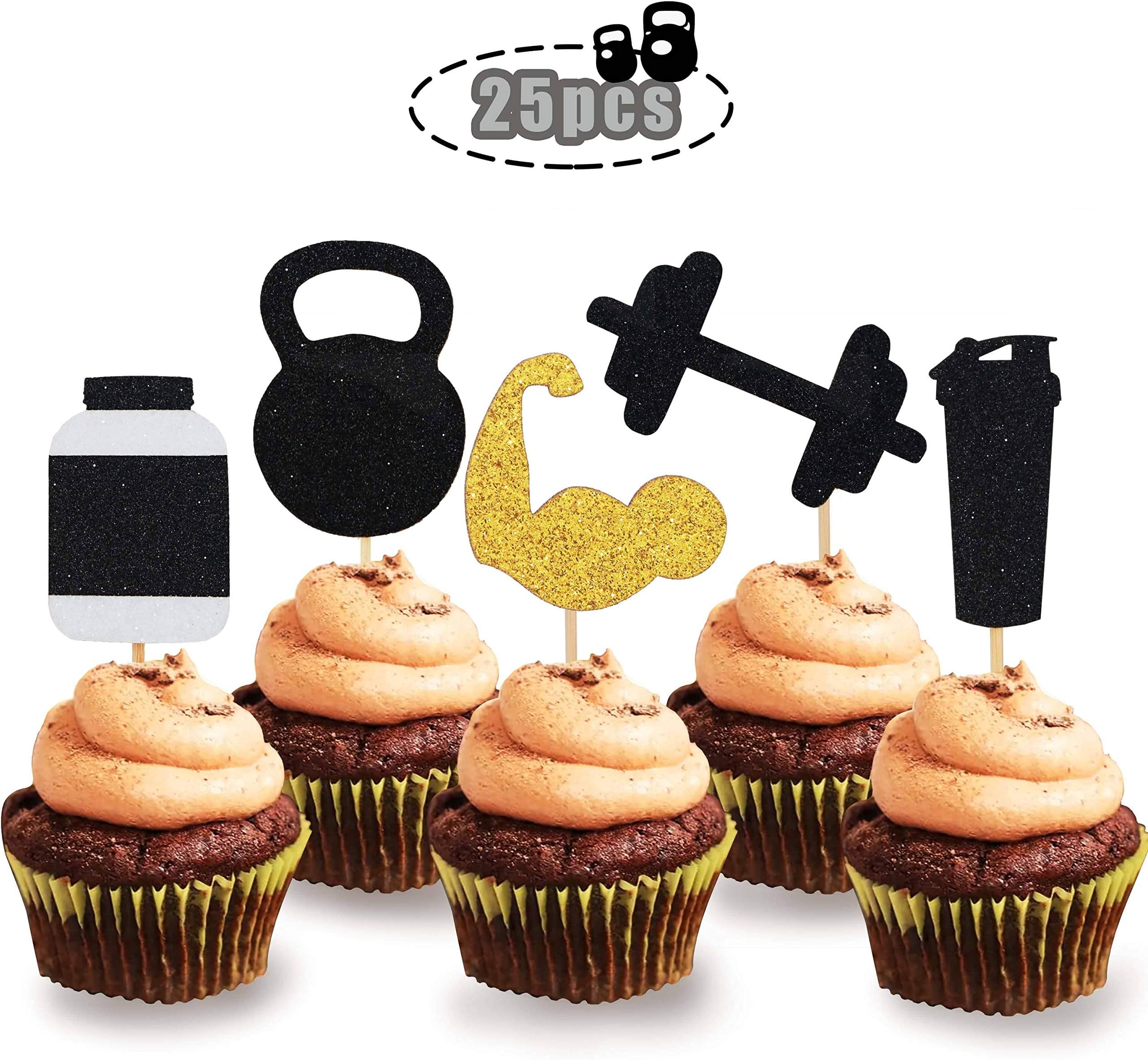 Amazon.com: 30PCS Gym Theme Cupcake Toppers Weight Lifting Cupcake ...