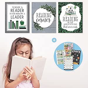 Amazon.com: 6 Farmhouse Reading Posters For Classroom Library ...