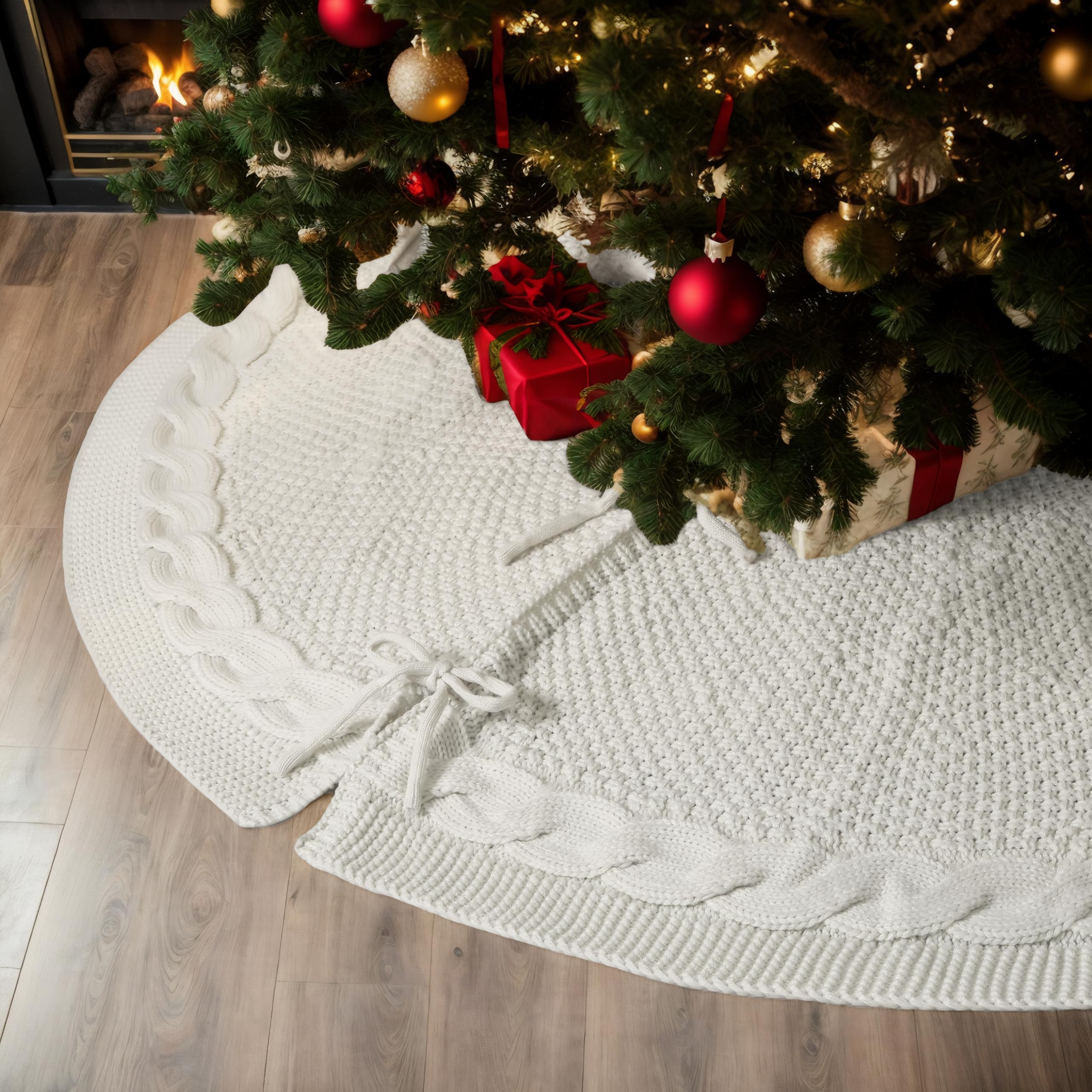 Amazon.com: 36 Inch White Christmas Tree Skirt for 6 Ft Christmas Tree ...