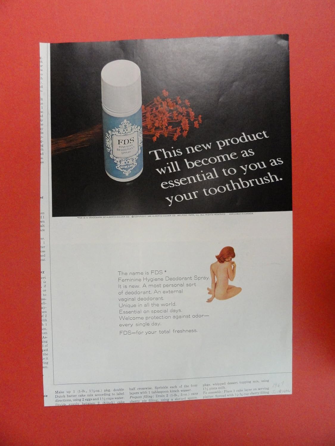 Amazon.com: Feminine deodorant spray, 1967 Print Ad (nude woman/FDS ...