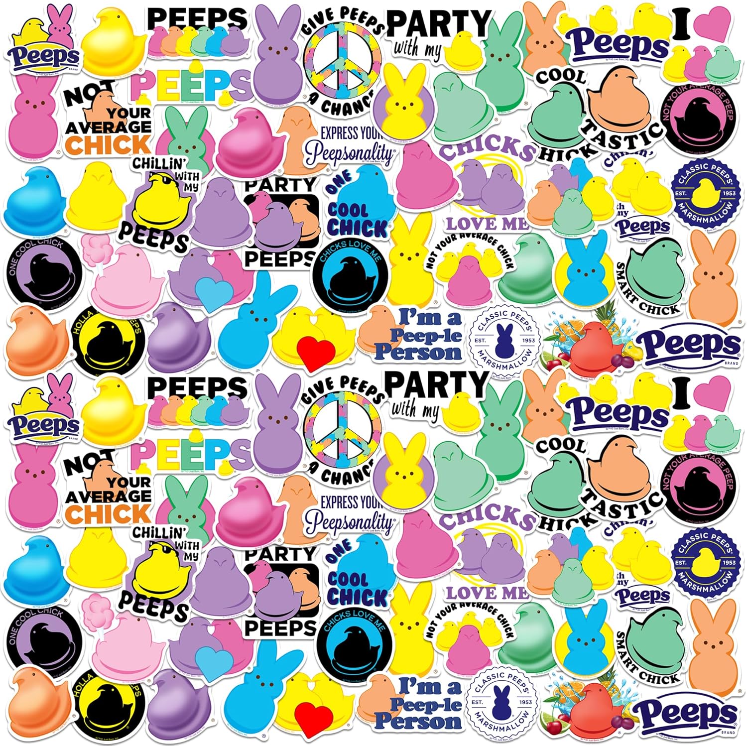 Amazon.com: Peeps 100ct Vinyl Large Deluxe Stickers Variety Pack ...
