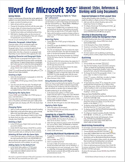 Word for Microsoft 365 (Office 365) Advanced Quick Reference Guide ...