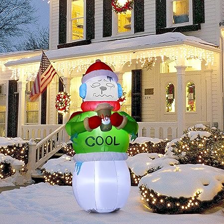 Amazon.com: LuxenHome Christmas Inflatables, Lighted 6ft Shivering ...