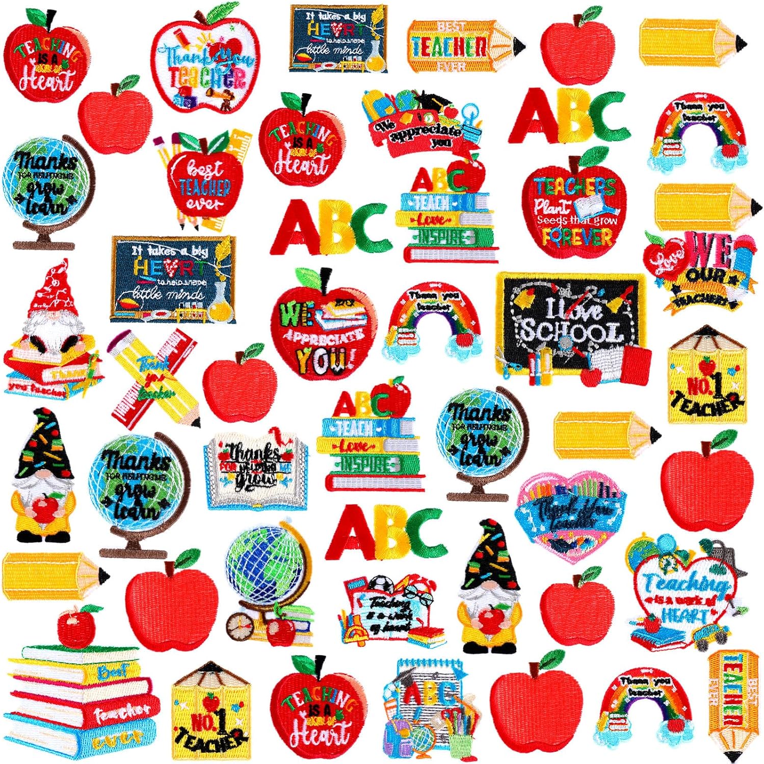 Amazon.com: Tigeen 48 Pcs Teacher Iron on Patches Graduation Teacher ...