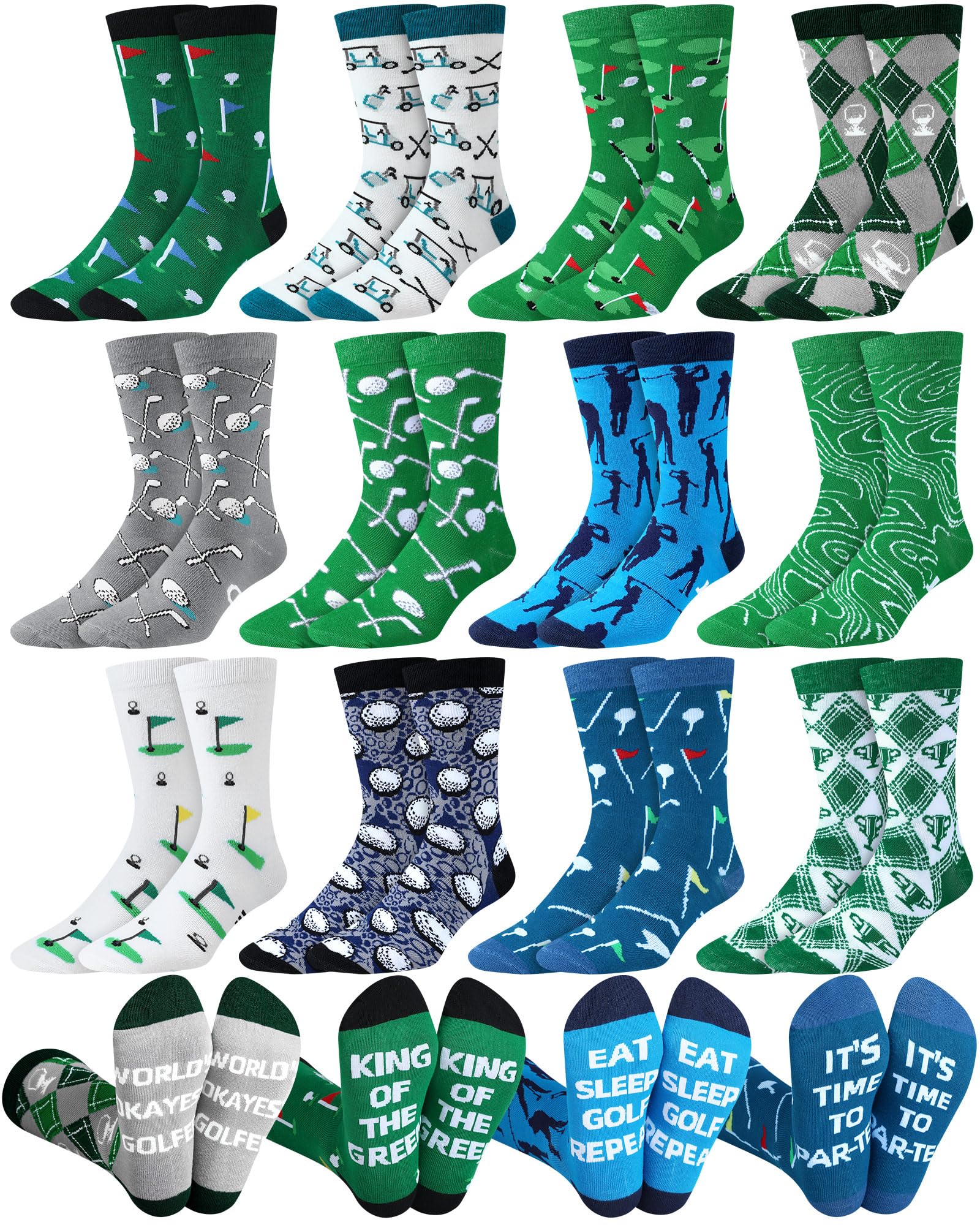 Amazon.com: ShinyMatch 12 Pair Men's Golf Socks Bulk Novelty Text ...