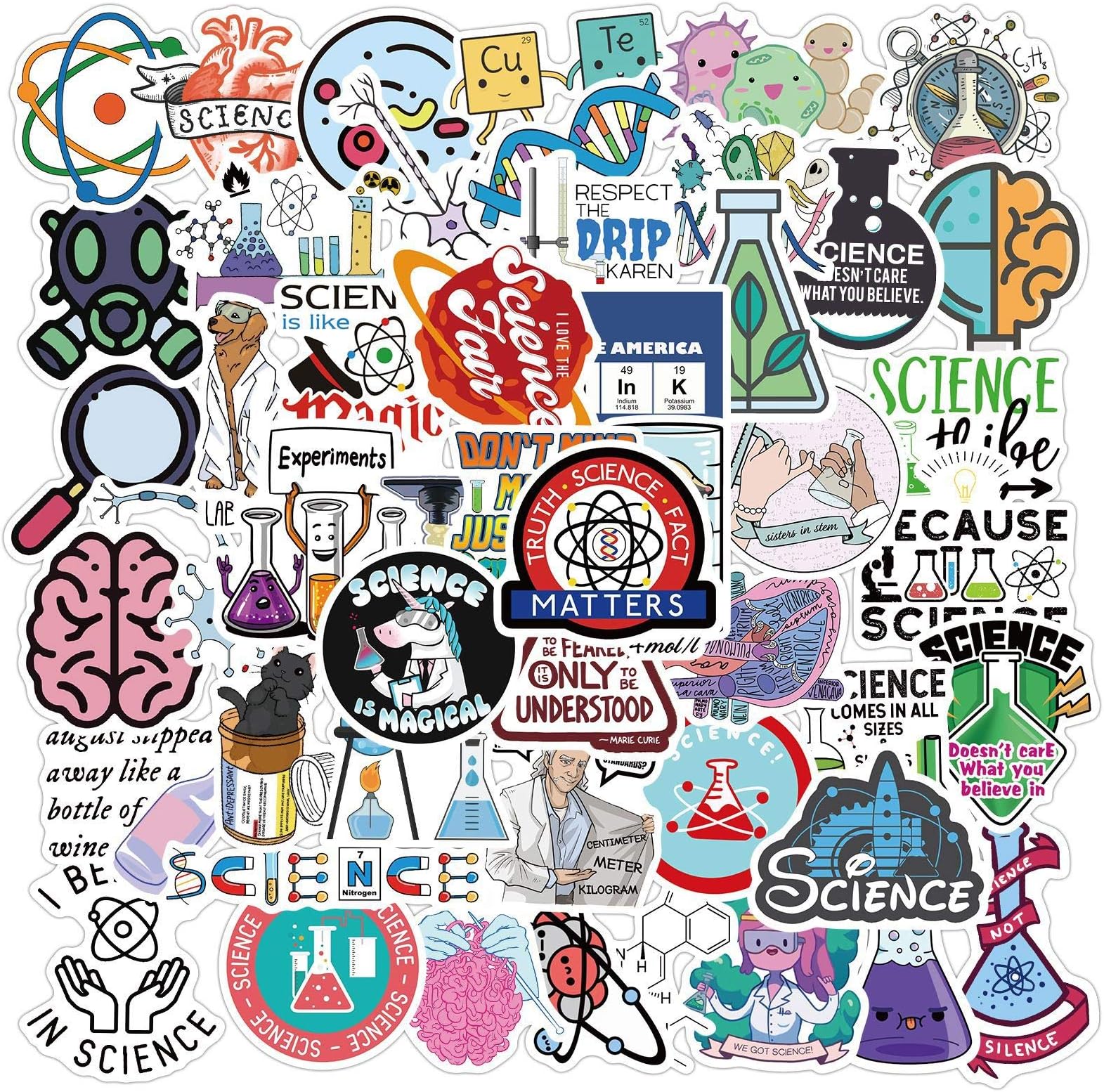 Amazon.com: 100 Pcs Natural Sciences Stickers Pack, Physics, Chemistry ...
