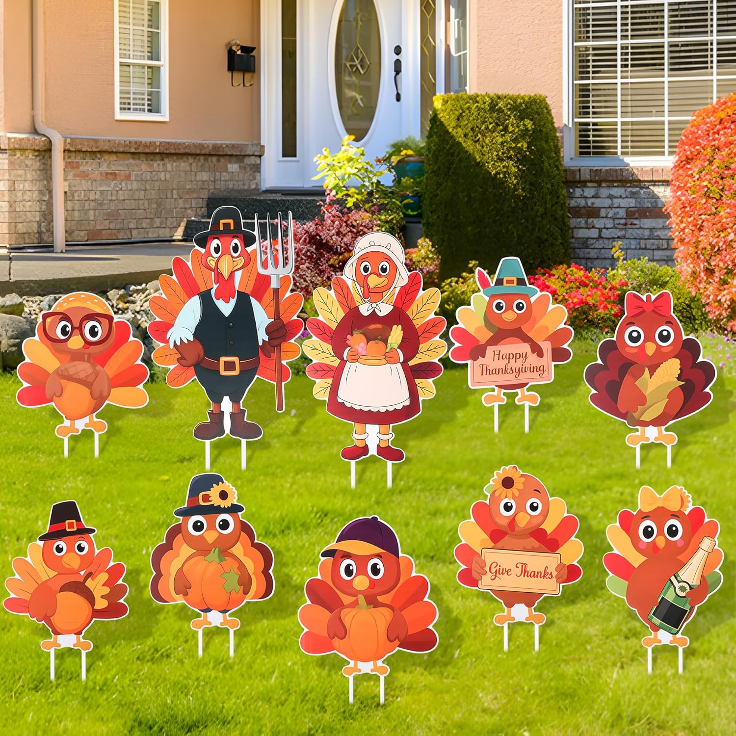 Amazon.com : 10Pcs Thanksgiving Outdoor Decorations Yard Thanksgiving ...