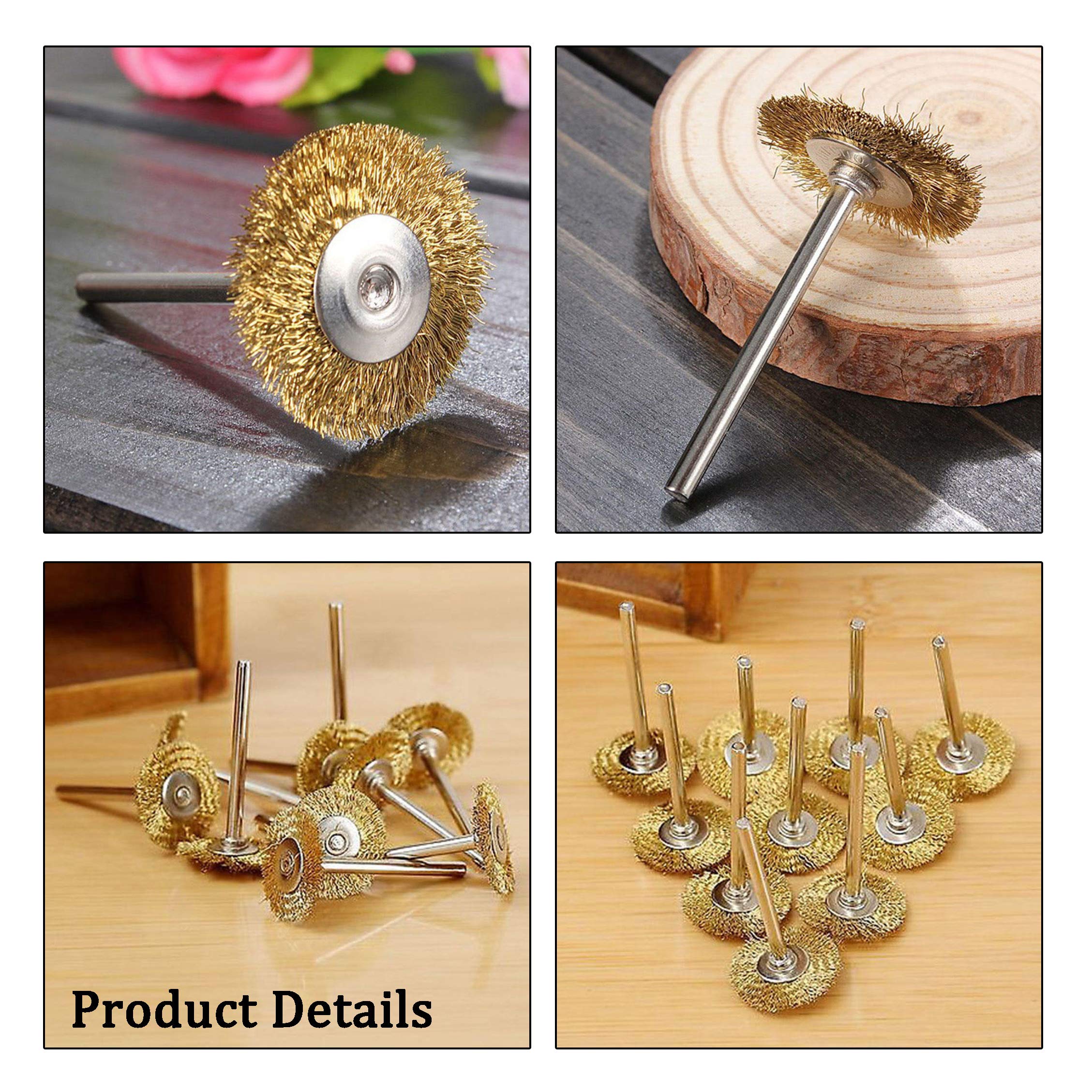 Snapklik.com : Brass Wire Brush Wheel, 1/8 Inch Shank 2 Inch Length ...