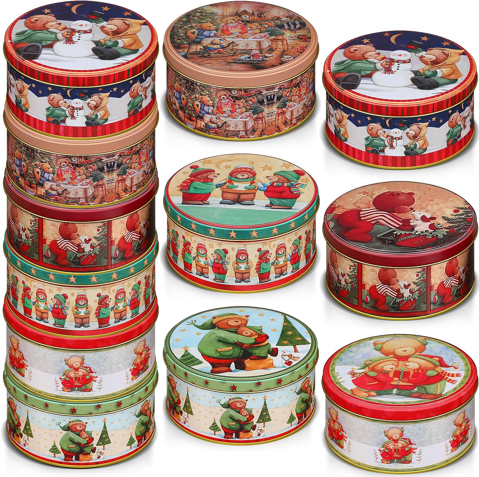 Amazon.com: Sosation 12 Pcs Christmas Tins Square Xmas Cookie Boxes ...