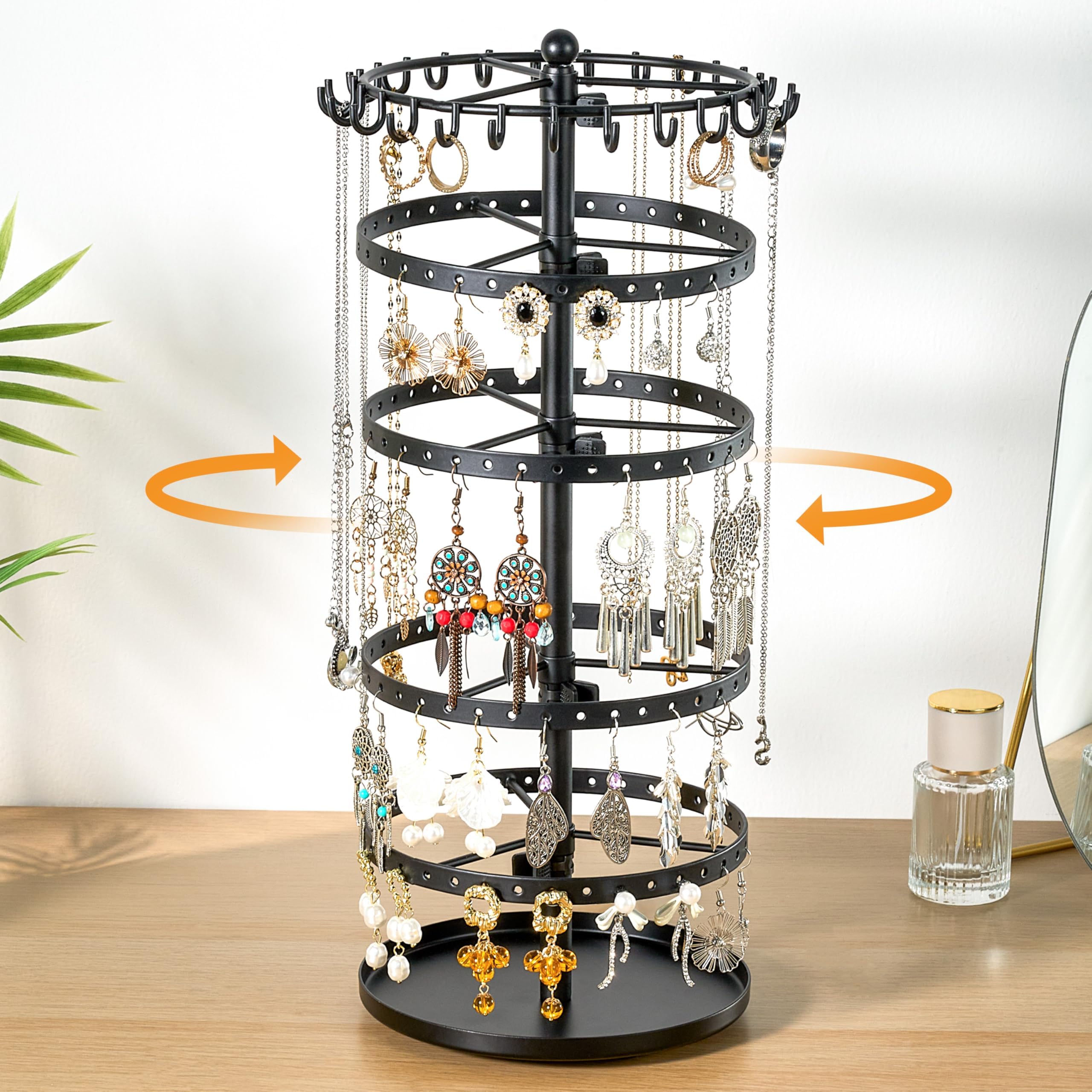 Amazon.com: MODOWEY 6 Tier Rotating Earring Holder Organizer ...