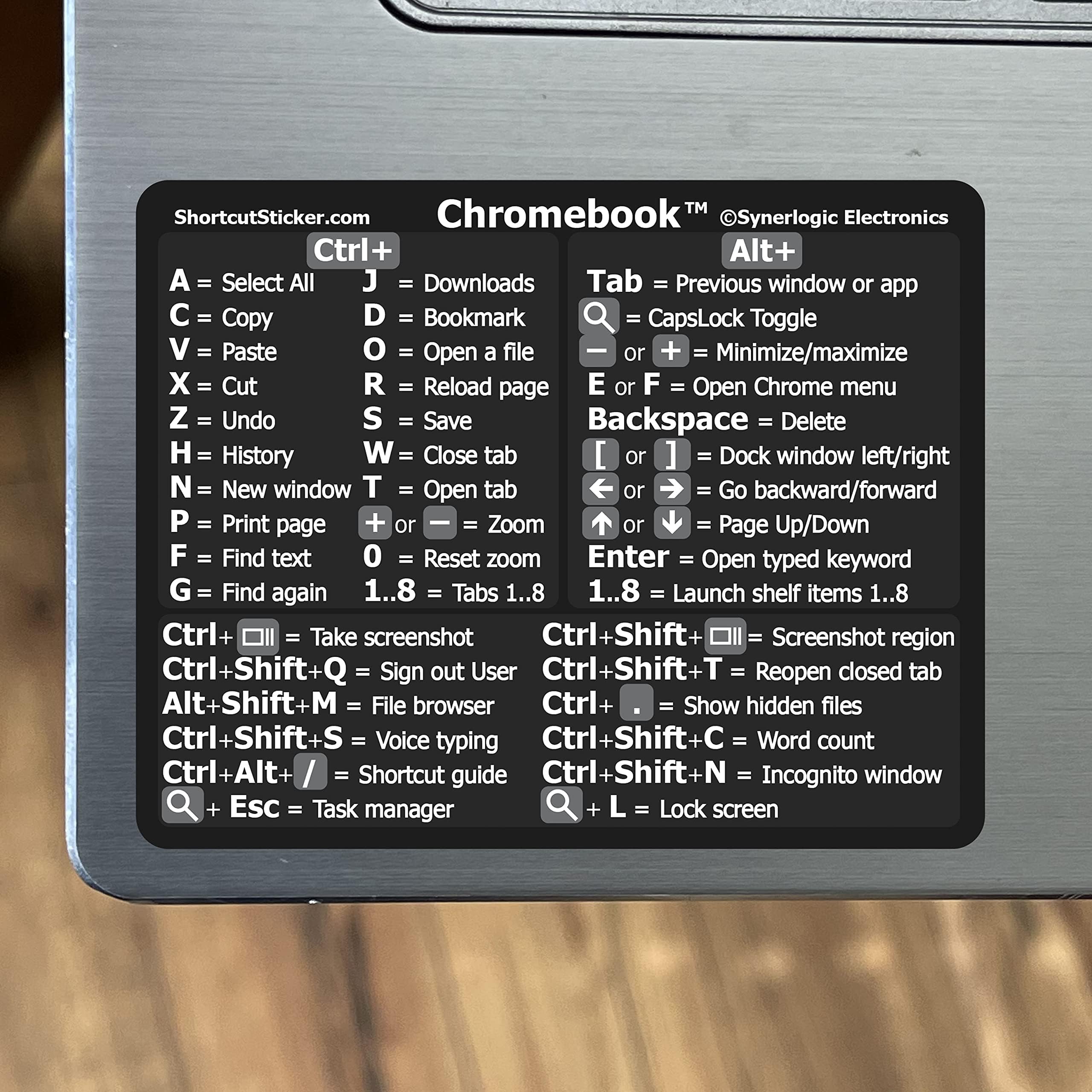 Amazon.com: SYNERLOGIC Chrome OS Reference Keyboard Shortcut Sticker ...