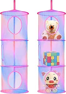 Amazon.com: Sutinban 2 Pcs Hanging Mesh Storage Basket for Kids Room, 3 ...