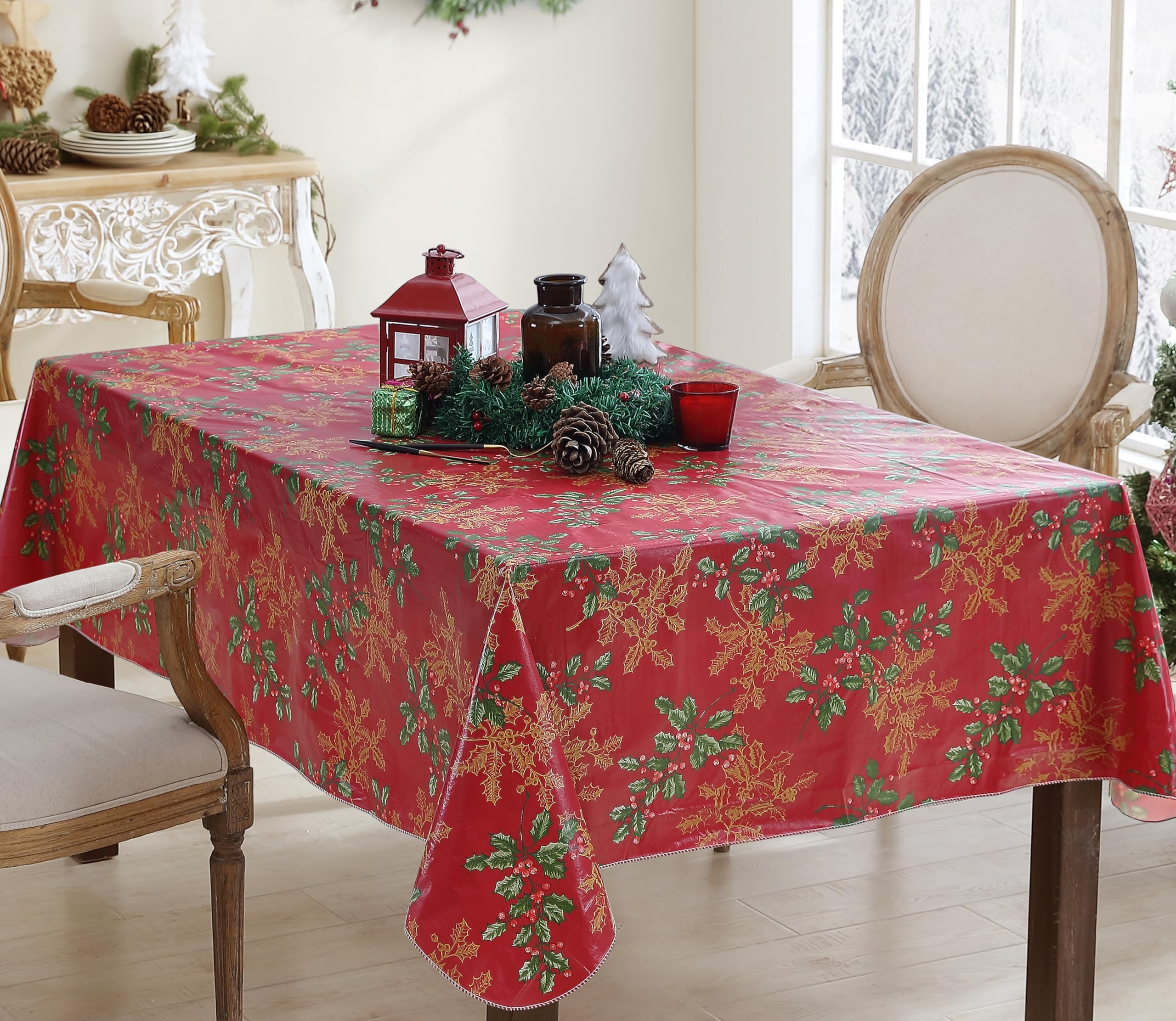 Amazon.com: Newbridge Red Golden Holly and Berry Christmas Vinyl ...