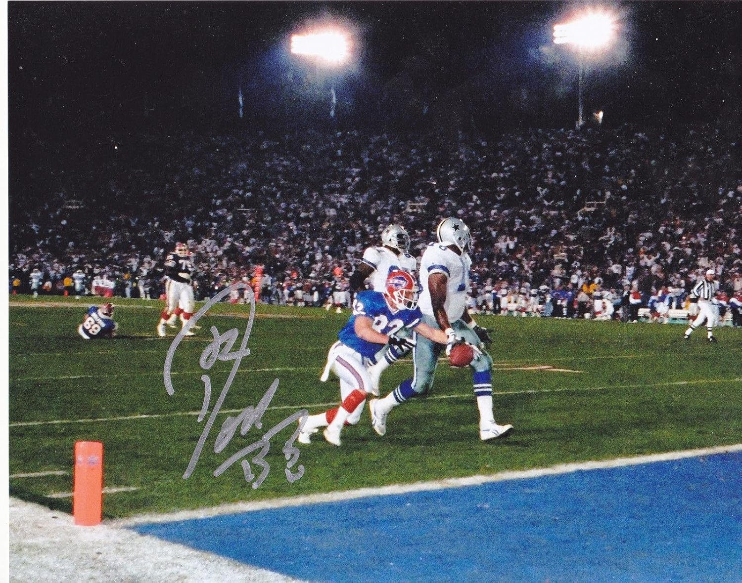 DON BEEBE BUFFALO BILLS LEON LETT SUPER BOWL PLAY ACTION SIGNED 8x10 ...
