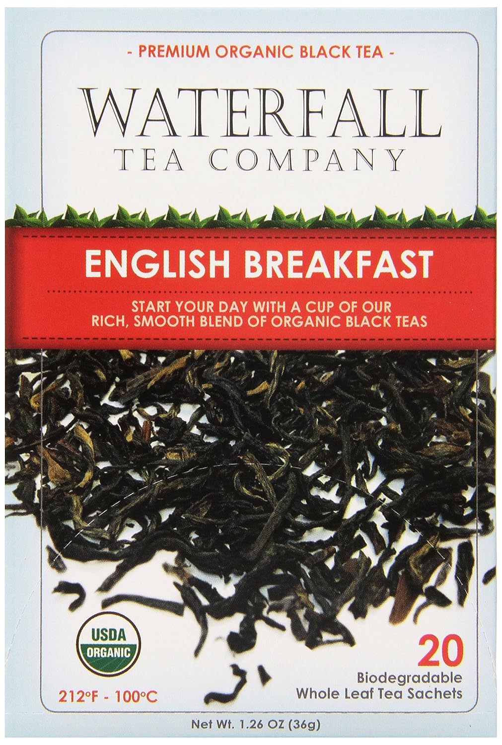 Amazon.com : Waterfall Tea Company Organic English Breakfast Tea, 20 ...