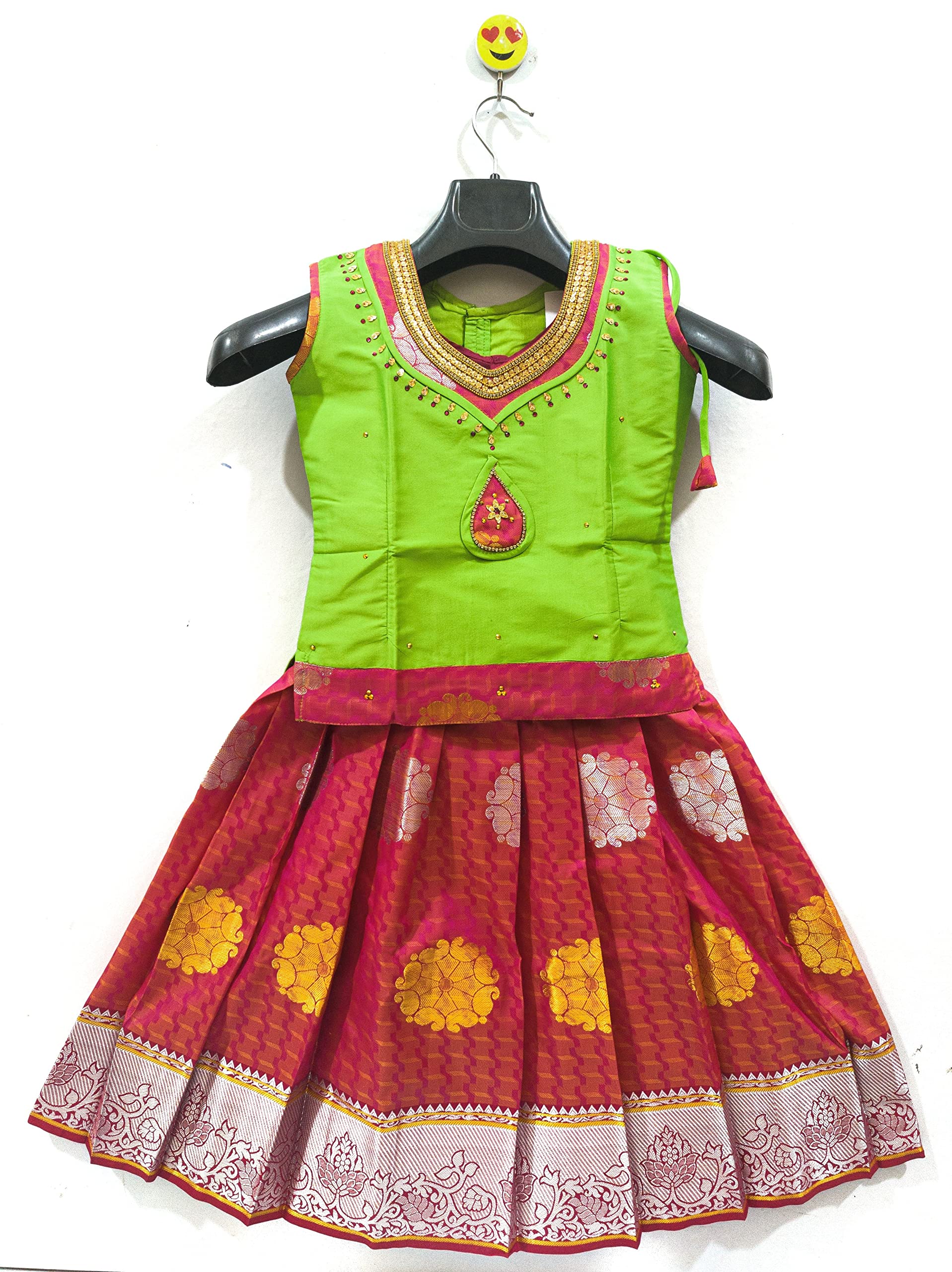 Buy Girl's Silk Readymade Lehenga Choli_Kanchipuram Pattu Pavadai For ...