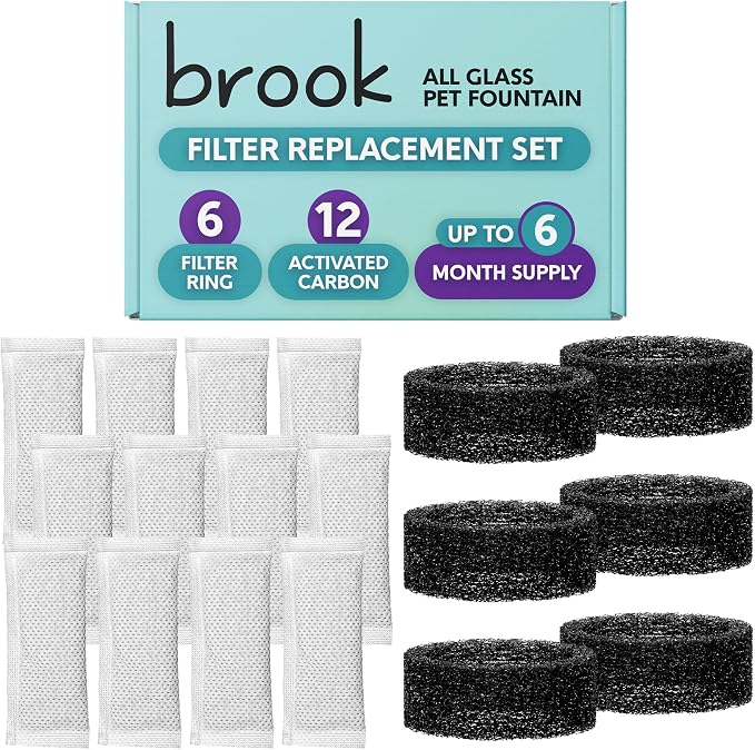Amazon.com: BROOK Glass Pet Fountain Filter Replacement Set – 6 Filter ...