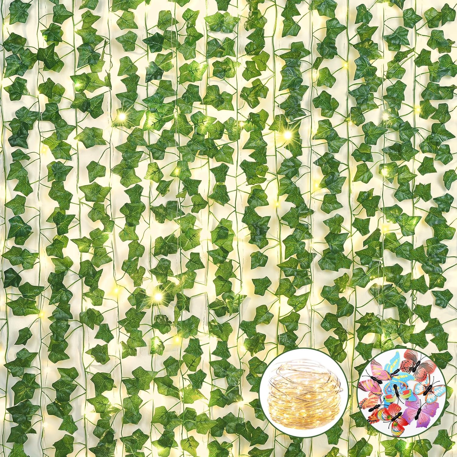 Amazon.com: Waipfaru 6Pcs 41FT Fake Vines for Bedroom with 33FT Lights ...