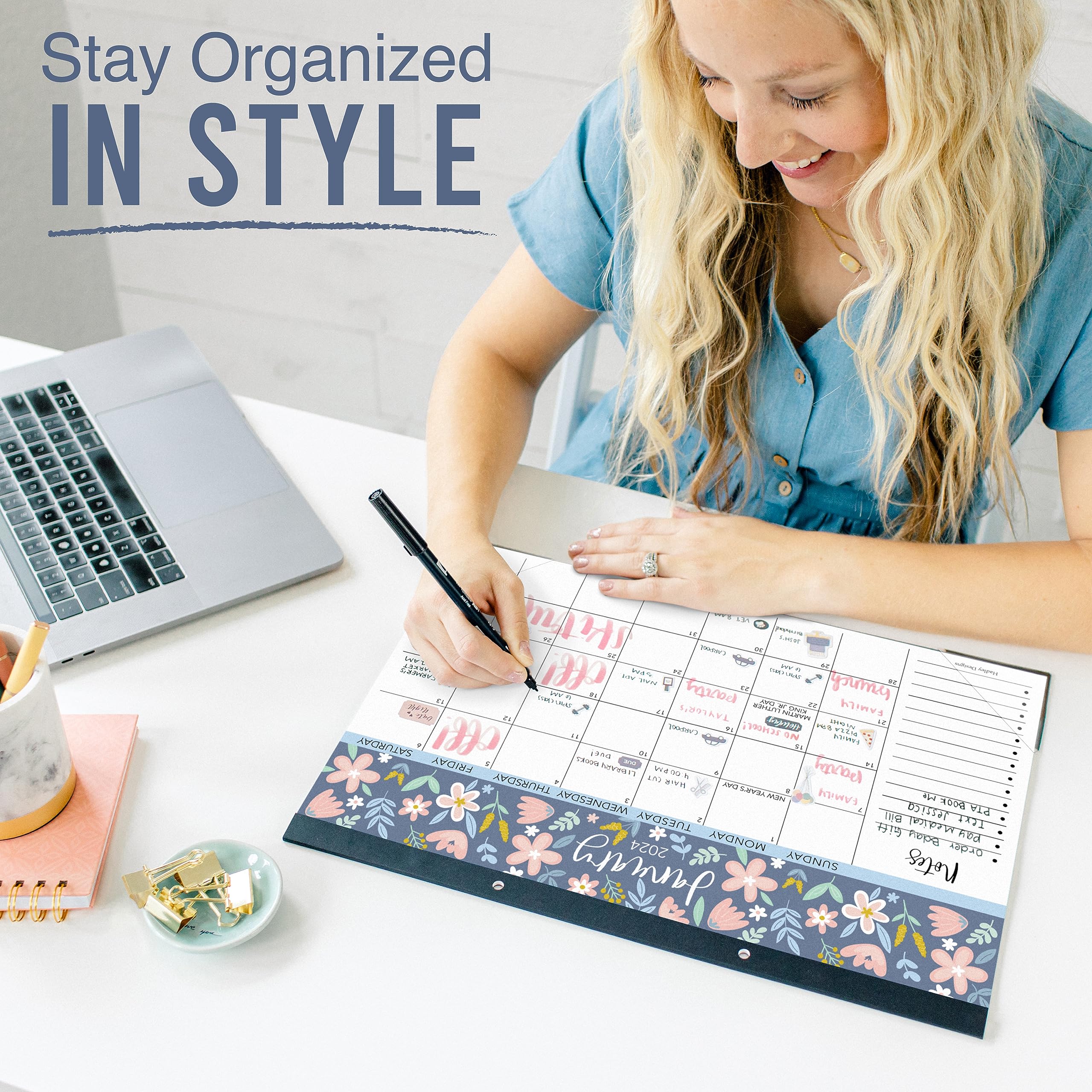 Snapklik.com : Hadley Designs Floral Large Desk Calendar 2024-2025 ...