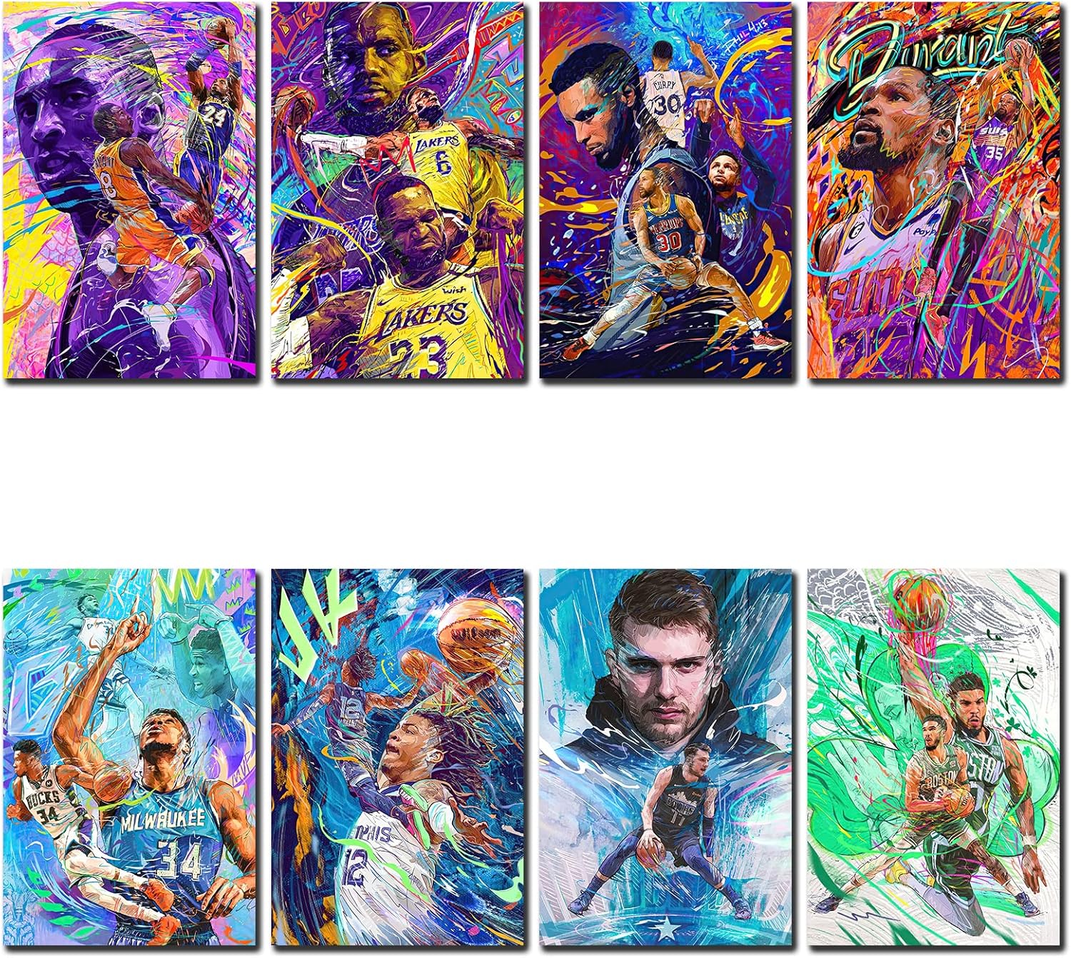 Amazon.com: SHANGYANG Sports Star Poster Kobe LeBron James Giannis ...