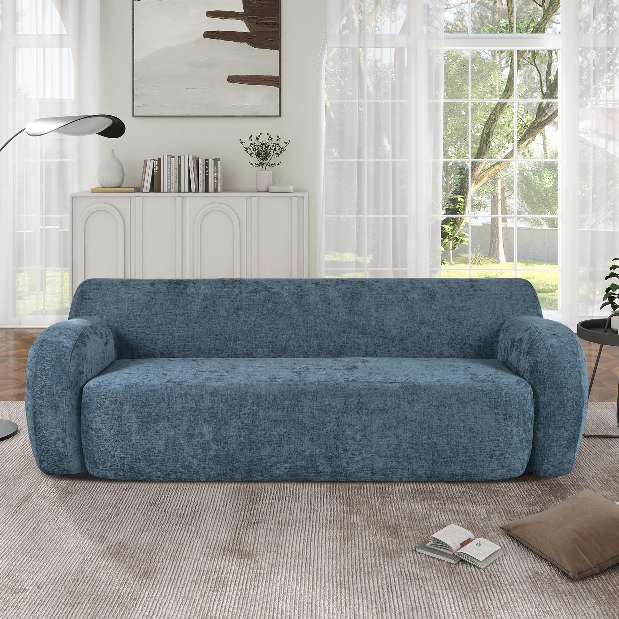 Amazon.com: Merax 81.5" Curved Upholstered Sponge Sofa 3-Seat Modular ...